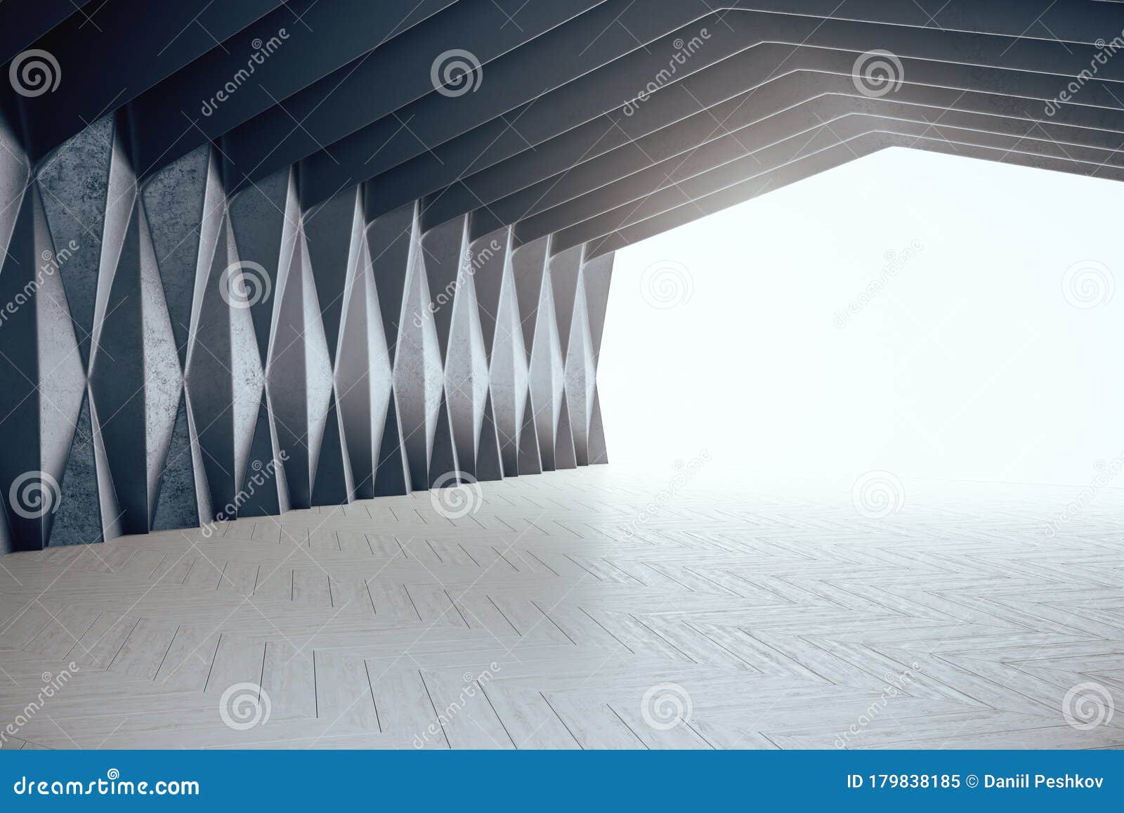 Big Gallery Hall Interior with Empty Decorative Wall Stock Illustration ...