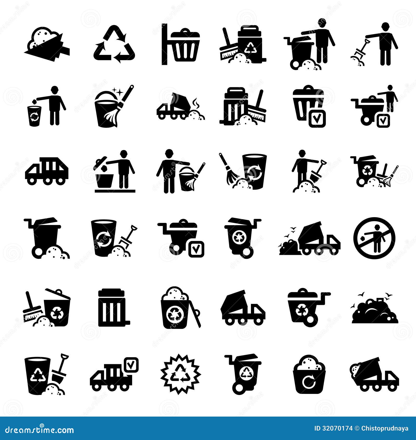 Big garbage icons set stock illustration. Illustration of carton - 32070174