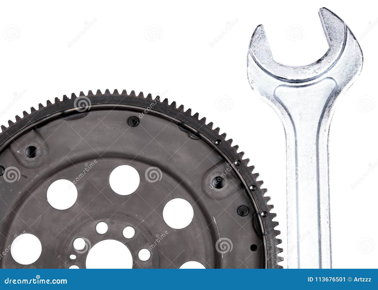 Big gear and huge spanner stock image. Image of cutout - 113676501