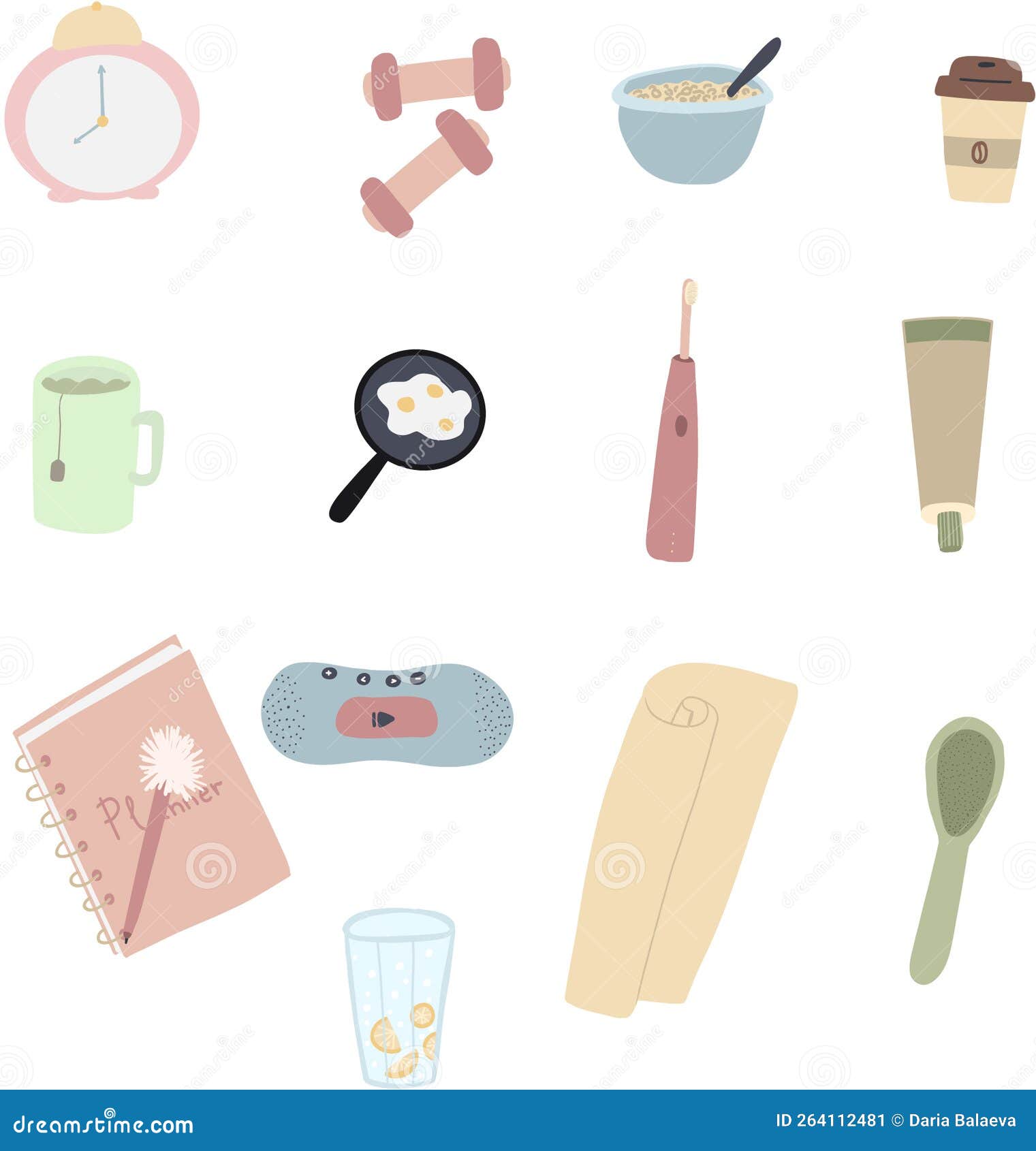 Big Gentle Set with Hand Drawn Set Morning Routine Stock Vector ...