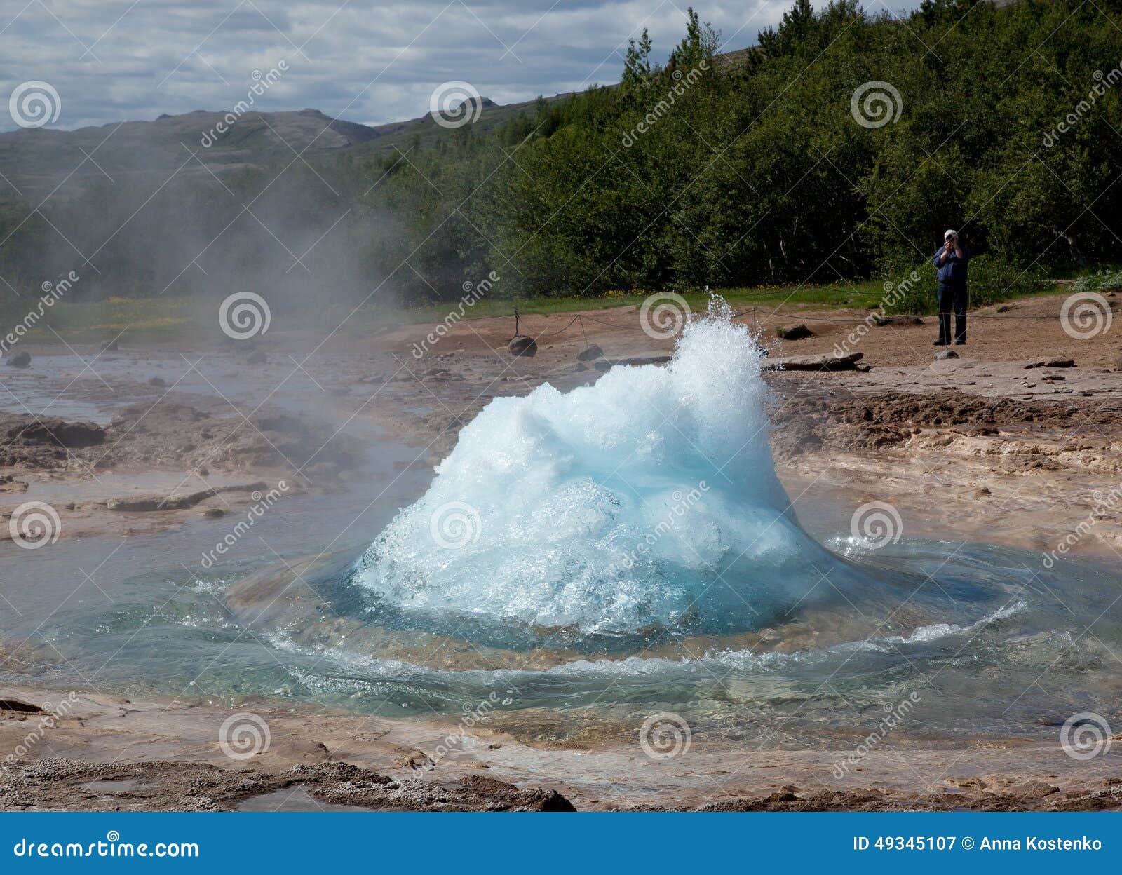 Big geyser in Iceland editorial photography. Image of outdoors - 49345107