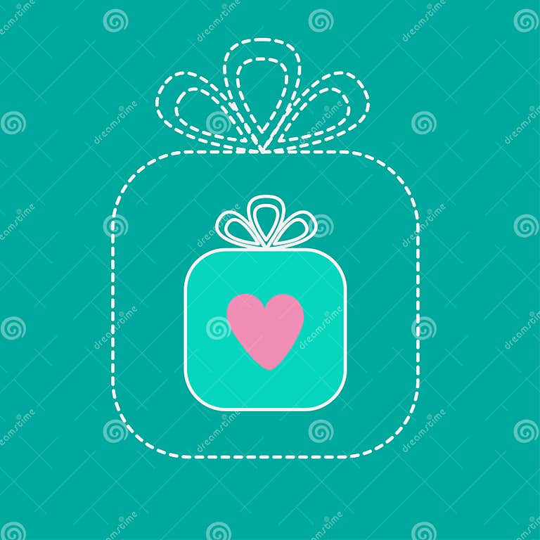 Big Gift Box and Small Gift Box Inside. Dash Line Stock Vector ...