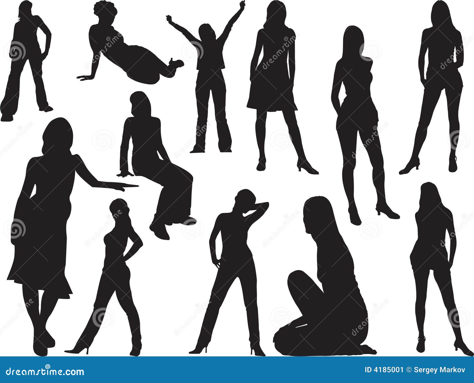 Big Girls Set - 1. Silhouettes Stock Vector - Illustration of females ...