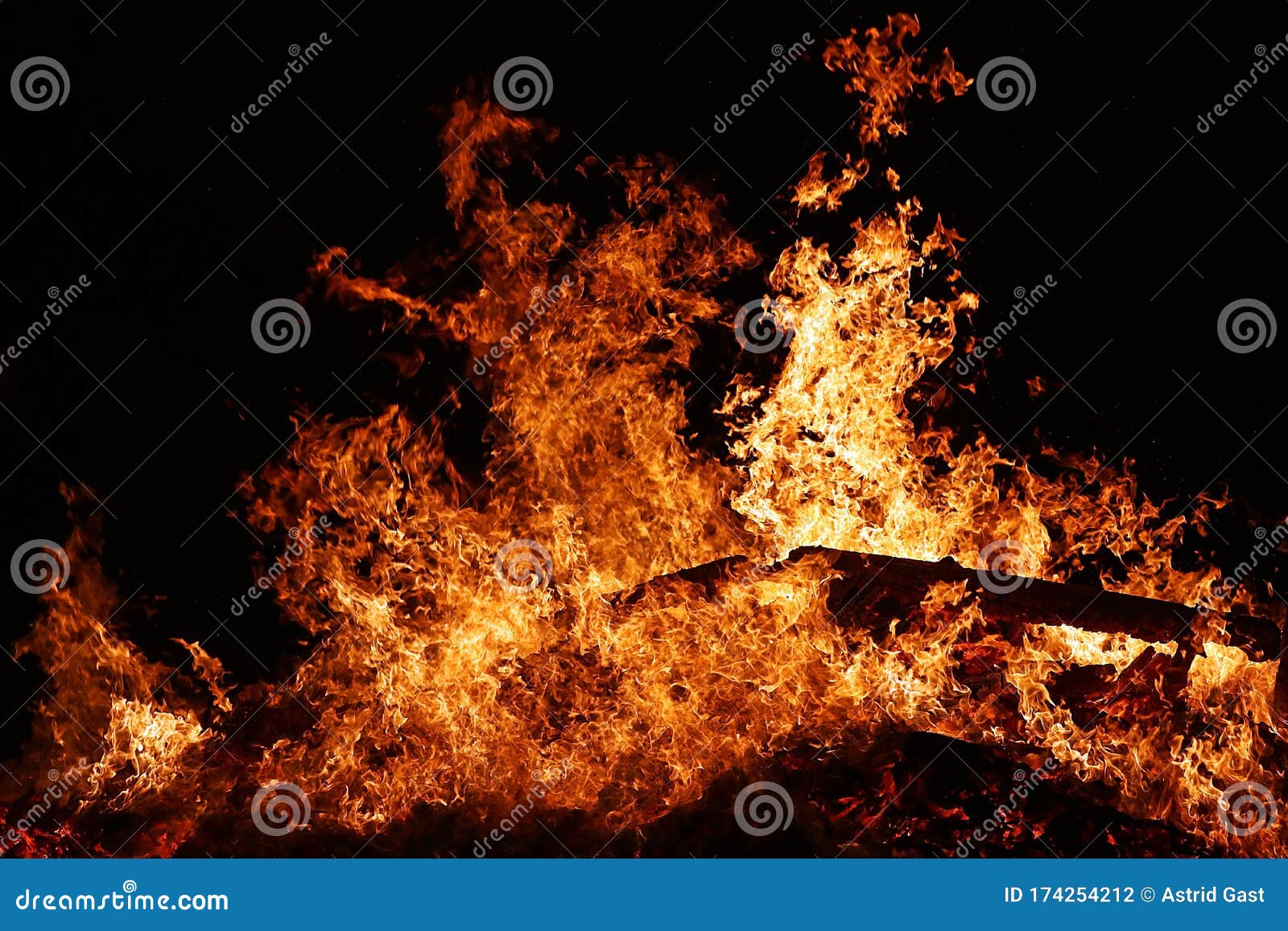 A Big Glowing Fire with High Flames Stock Photo - Image of misfortune ...