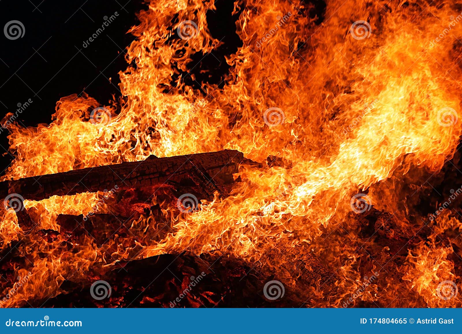 A Big Glowing Fire with High Flames Stock Image - Image of culture ...