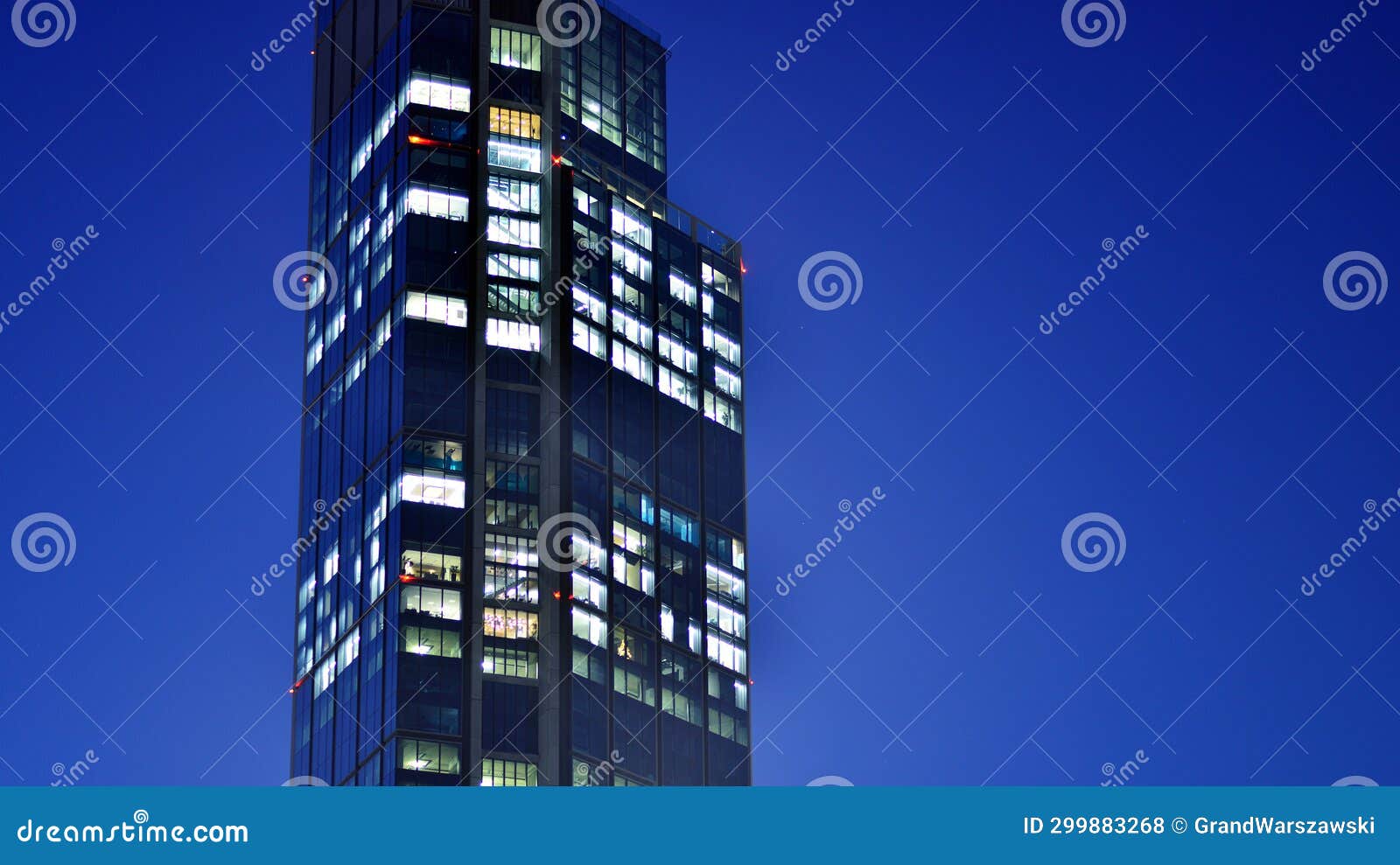 The Glass Facade of a Modern Skyscraper at Night. Modern Glass Office ...
