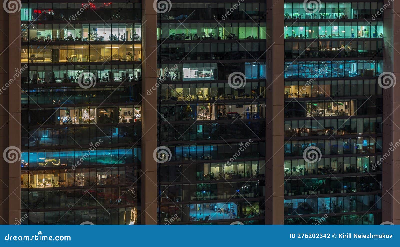 Big Glowing Windows in Modern Office Buildings Timelapse at Night Stock ...
