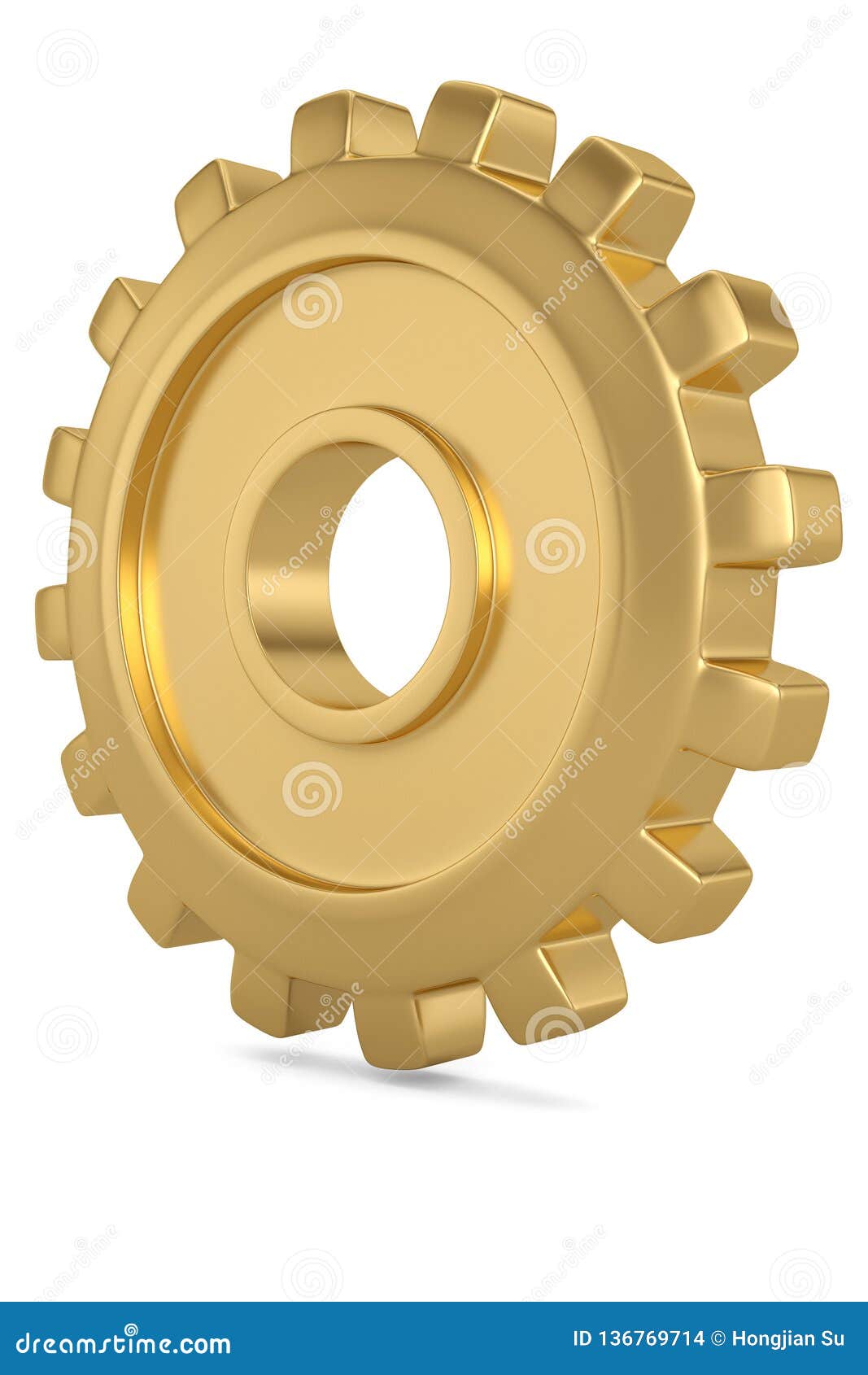Big Gold Gear on White Background. 3D Illustration Stock Illustration ...