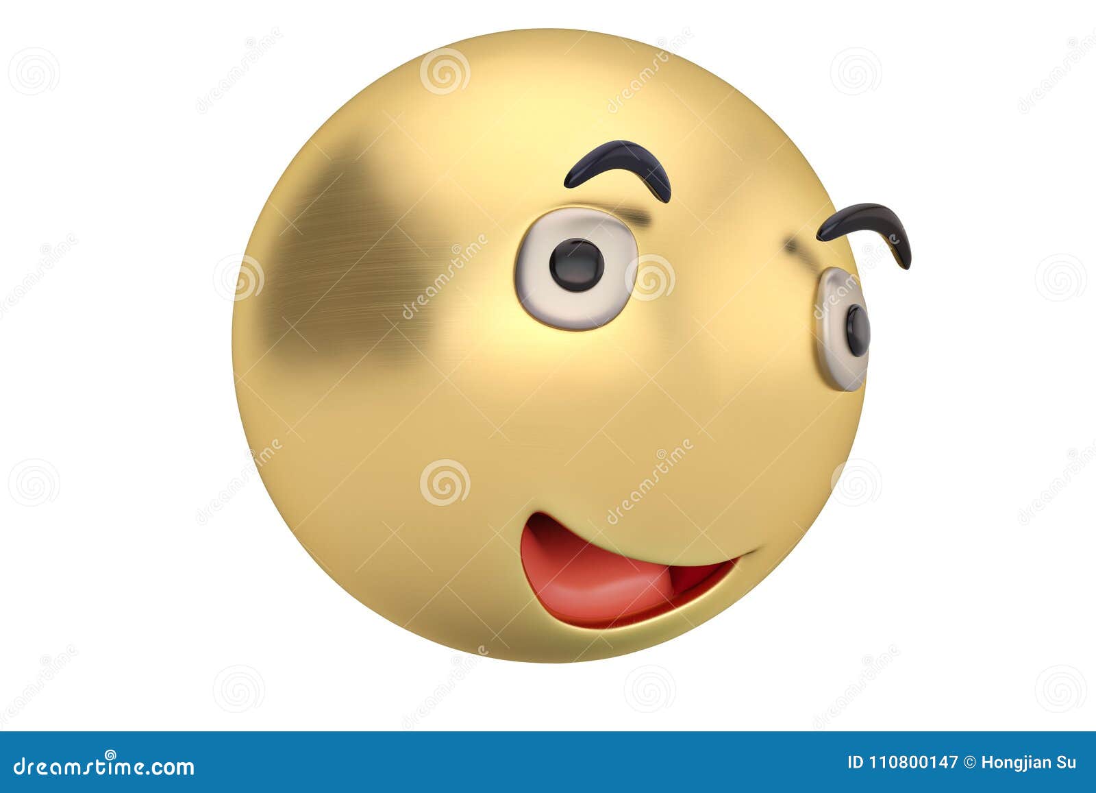 Big Gold Smile Emoticon.3D Illustration. Stock Illustration ...