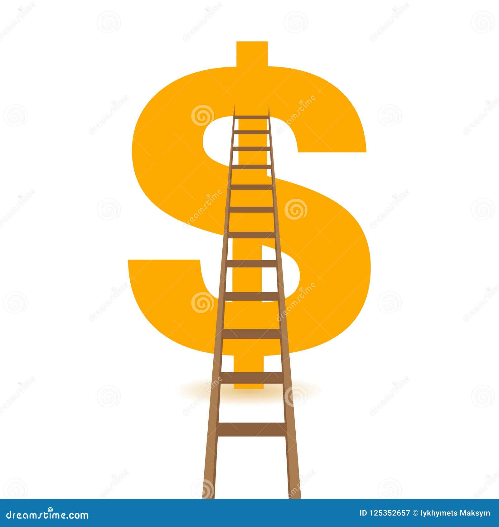 Big Golden Dollar Symbol and Ladder. Vector Illustration Stock ...
