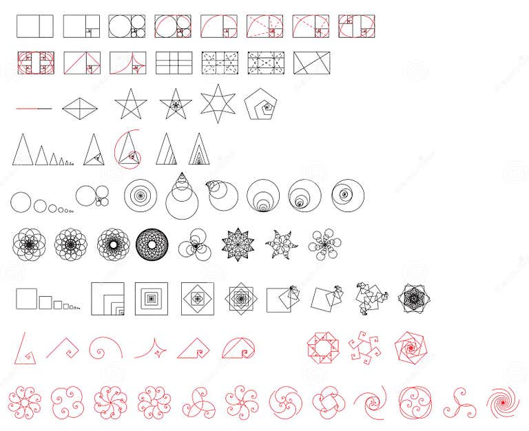 Big Golden Ratio Elements Set - Visualization of Fibonacci Sequence ...