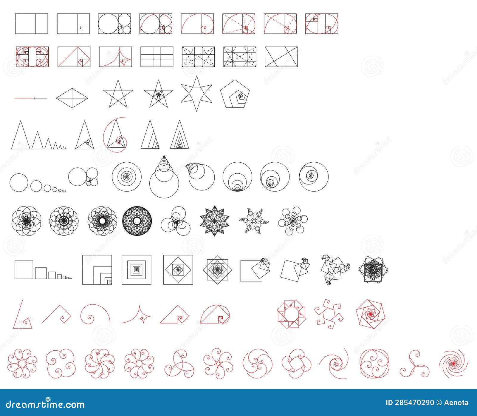 Big Golden Ratio Elements Set - Visualization of Fibonacci Sequence ...