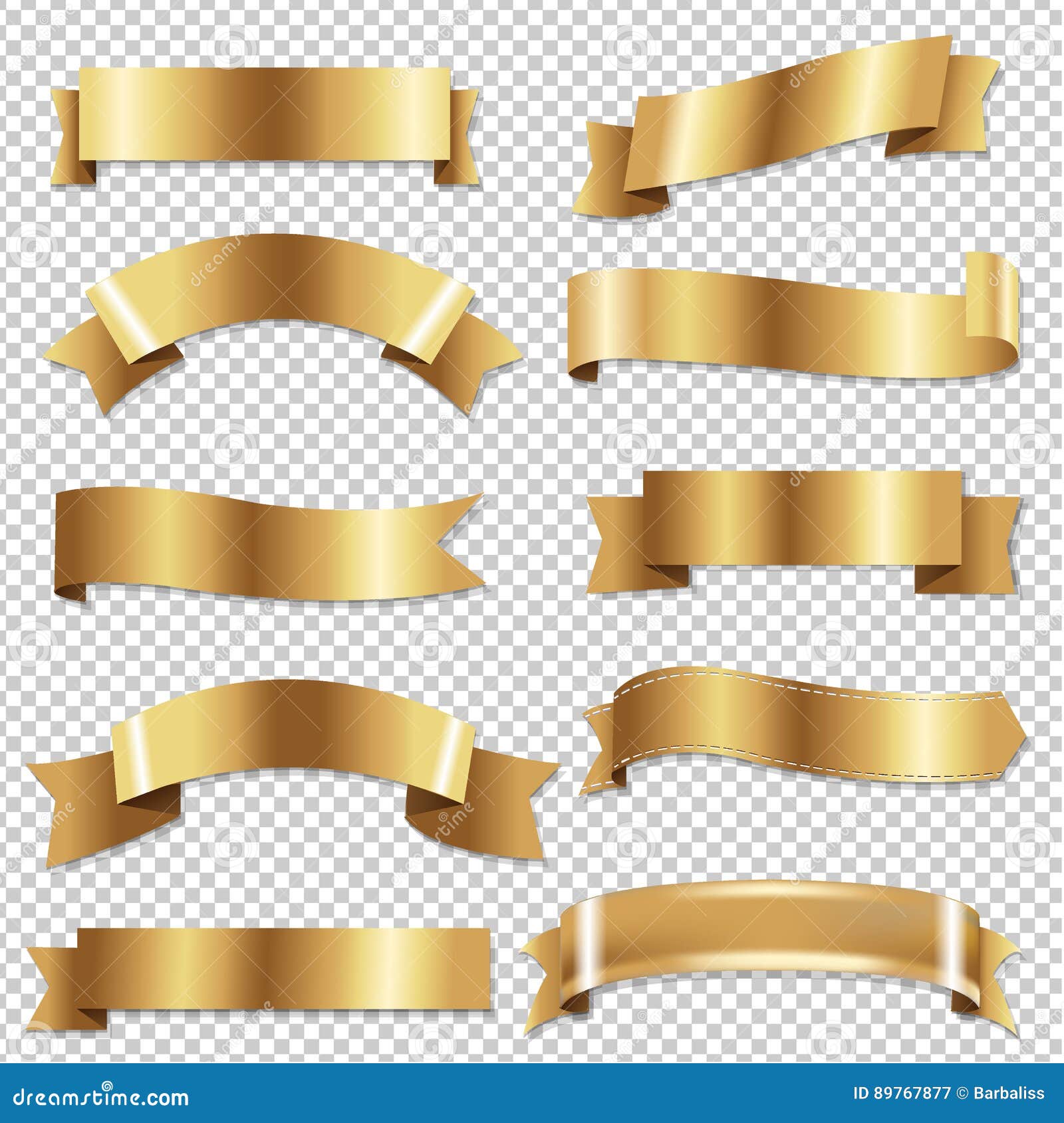 Golden Ribbons Vector, Vector Illustration Of Gold Ribbon ...