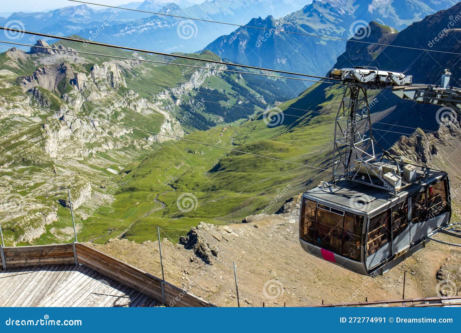 Big Gondola in the Swiss Alps in the Summer Stock Image - Image of ...