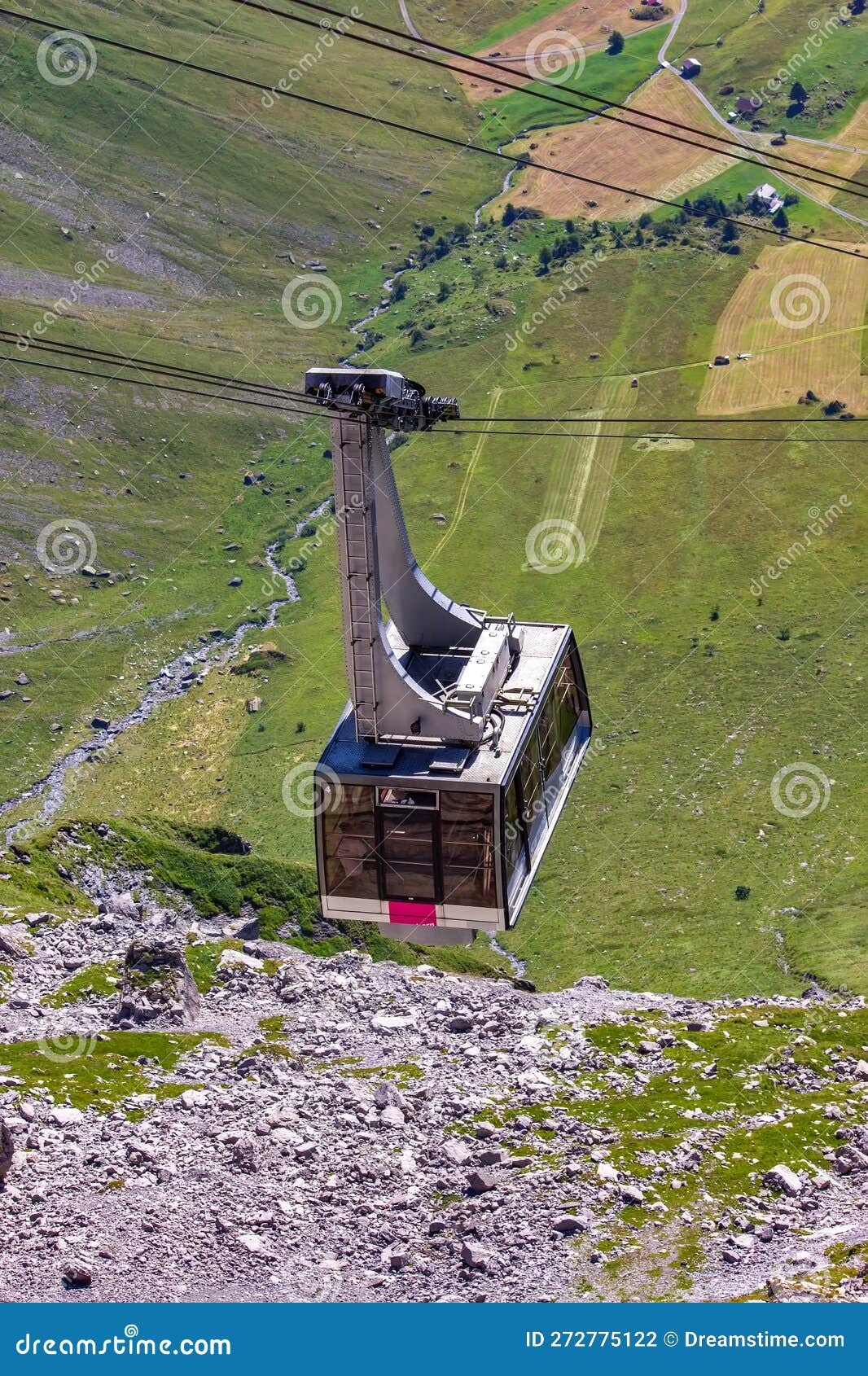 Big Gondola in the Swiss Alps in the Summer Stock Photo - Image of ...