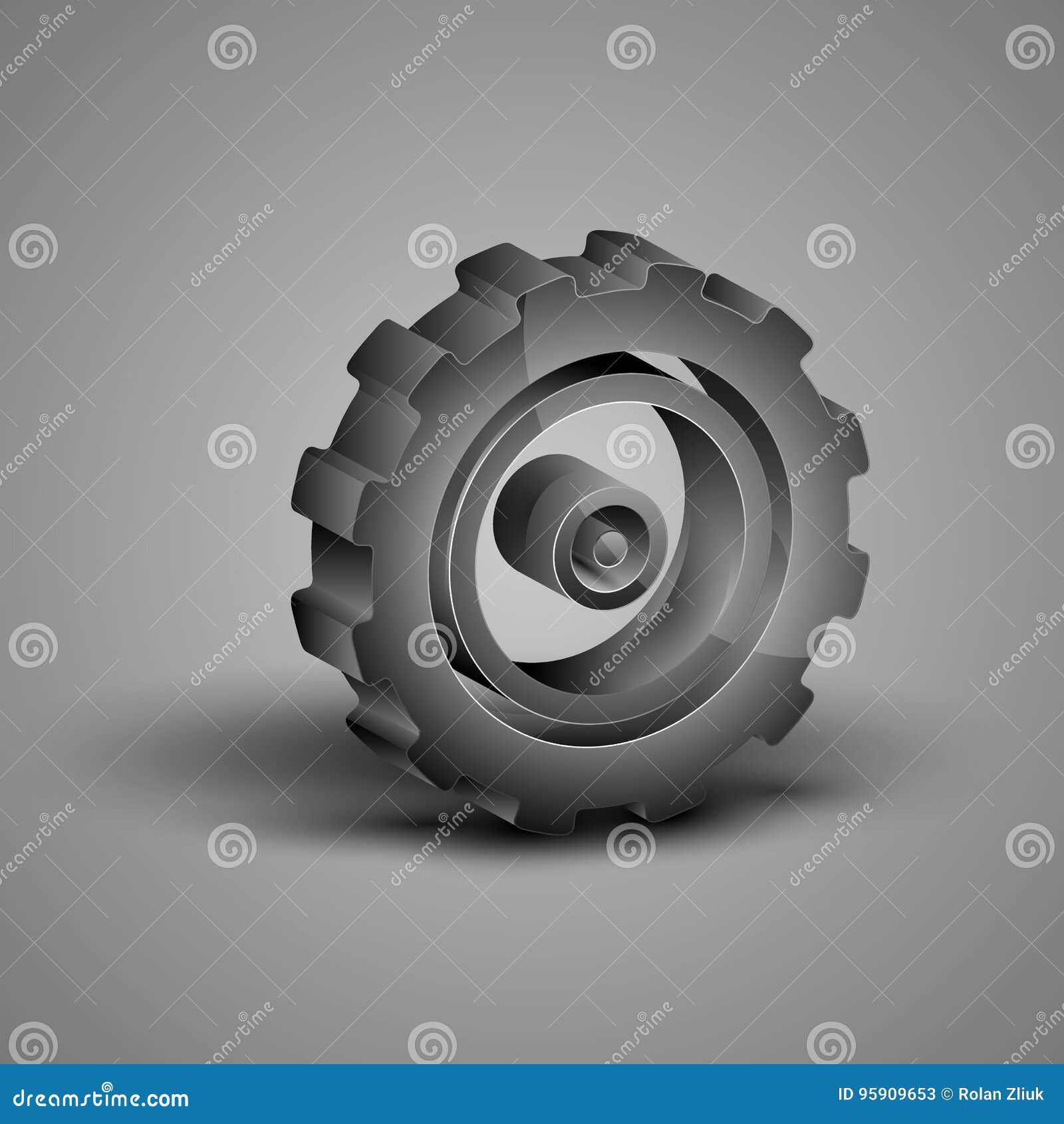 Big gray gear stock vector. Illustration of industry - 95909653