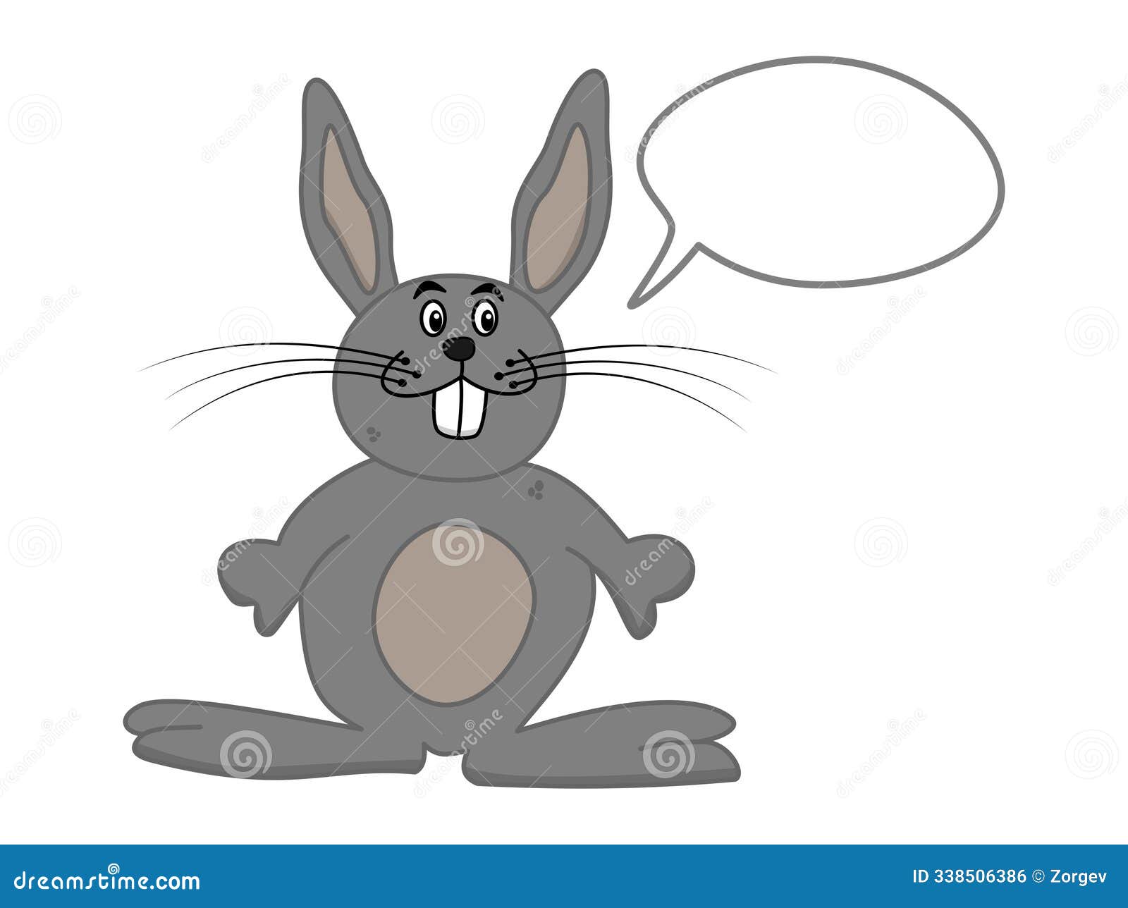 A Big Gray Rabbit Standing with Speech Bubble To Add Text - Vector ...