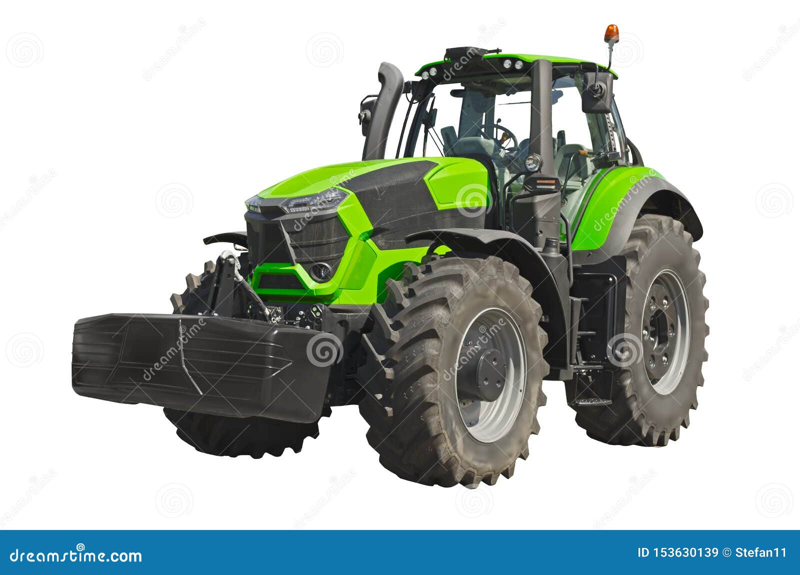 Big Green Agricultural Tractor, Front View Stock Image - Image of ...