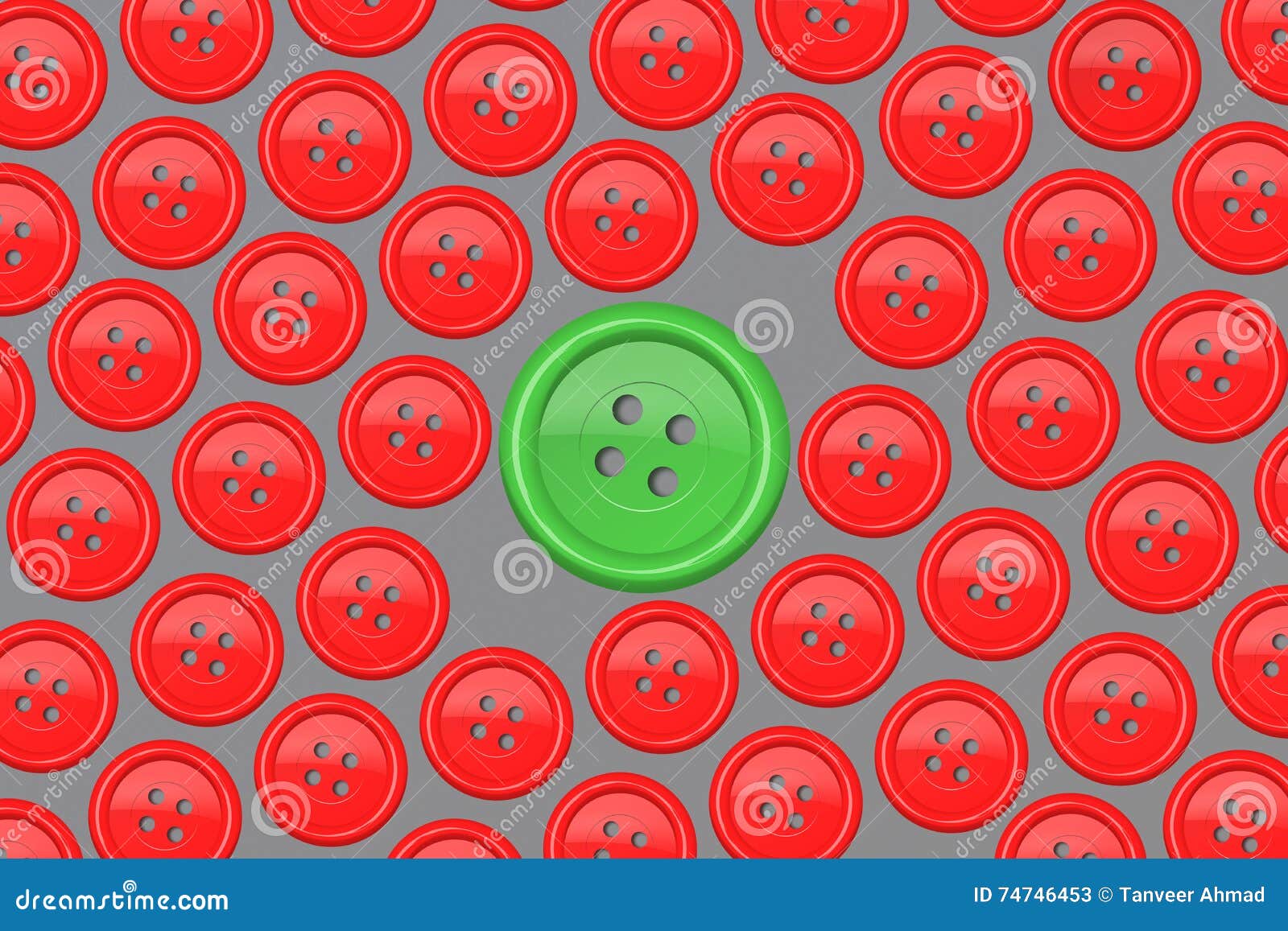 Big Green Button Amongst Group of Red Buttons - Make a Difference ...
