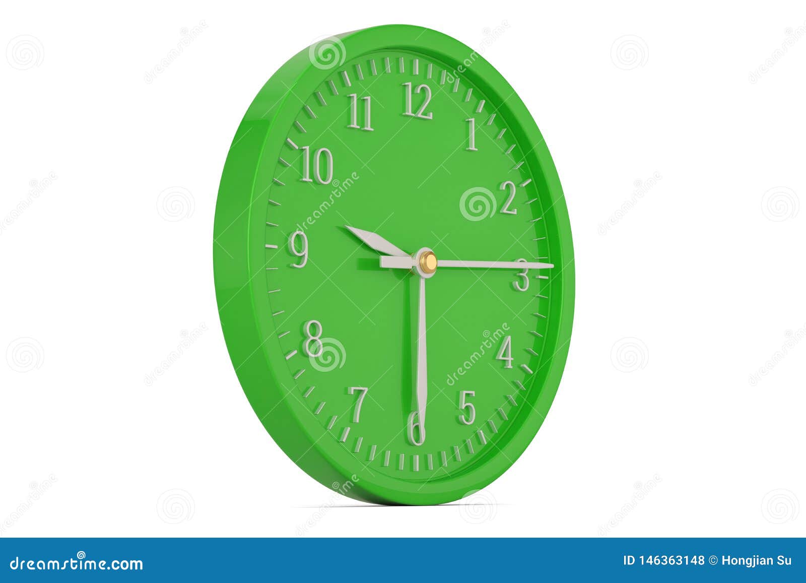 Big Green Clock Isolated on White Background. 3D Illustration Stock ...