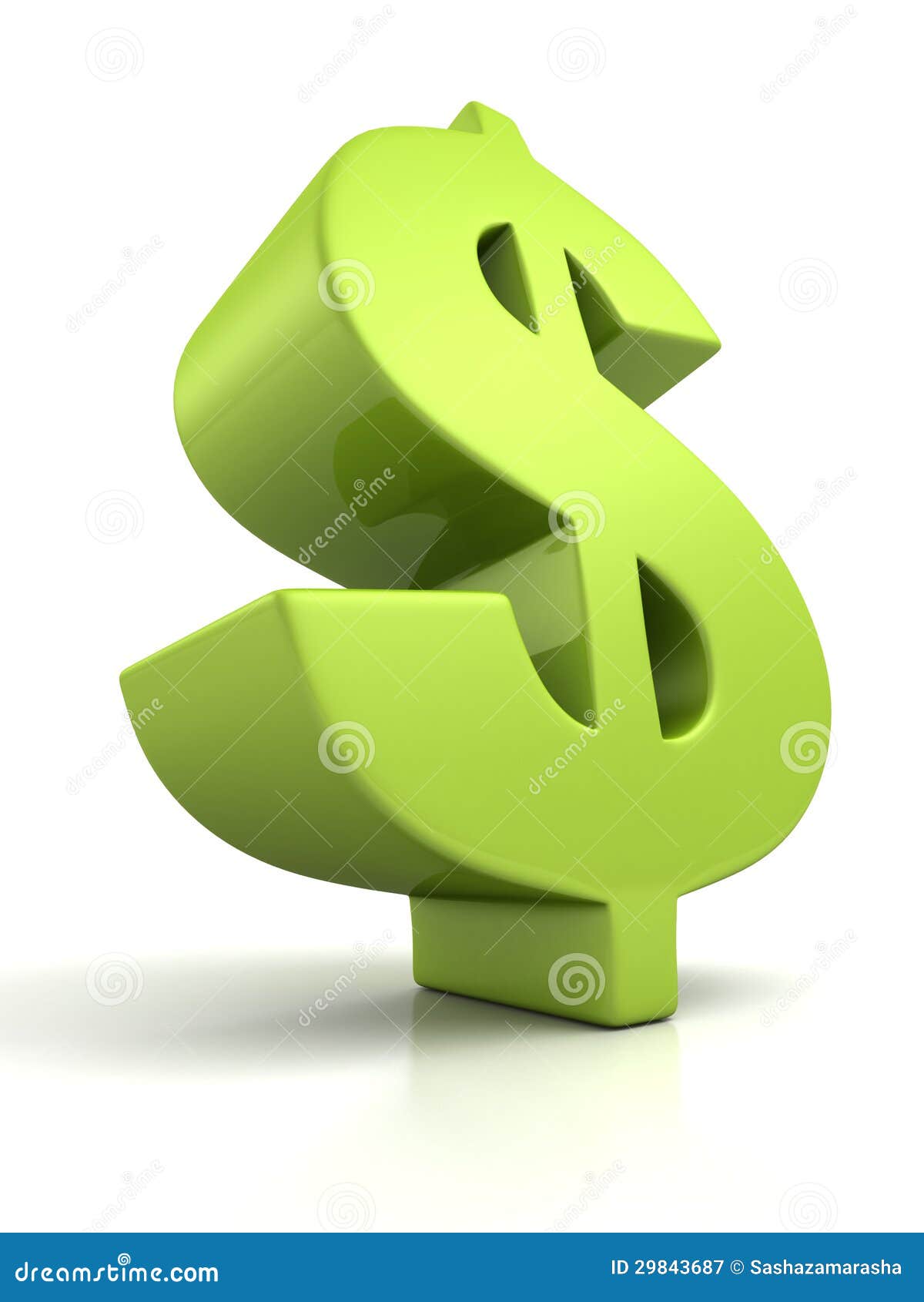 Big Green Curved Dollar Sign on White Stock Illustration - Illustration ...