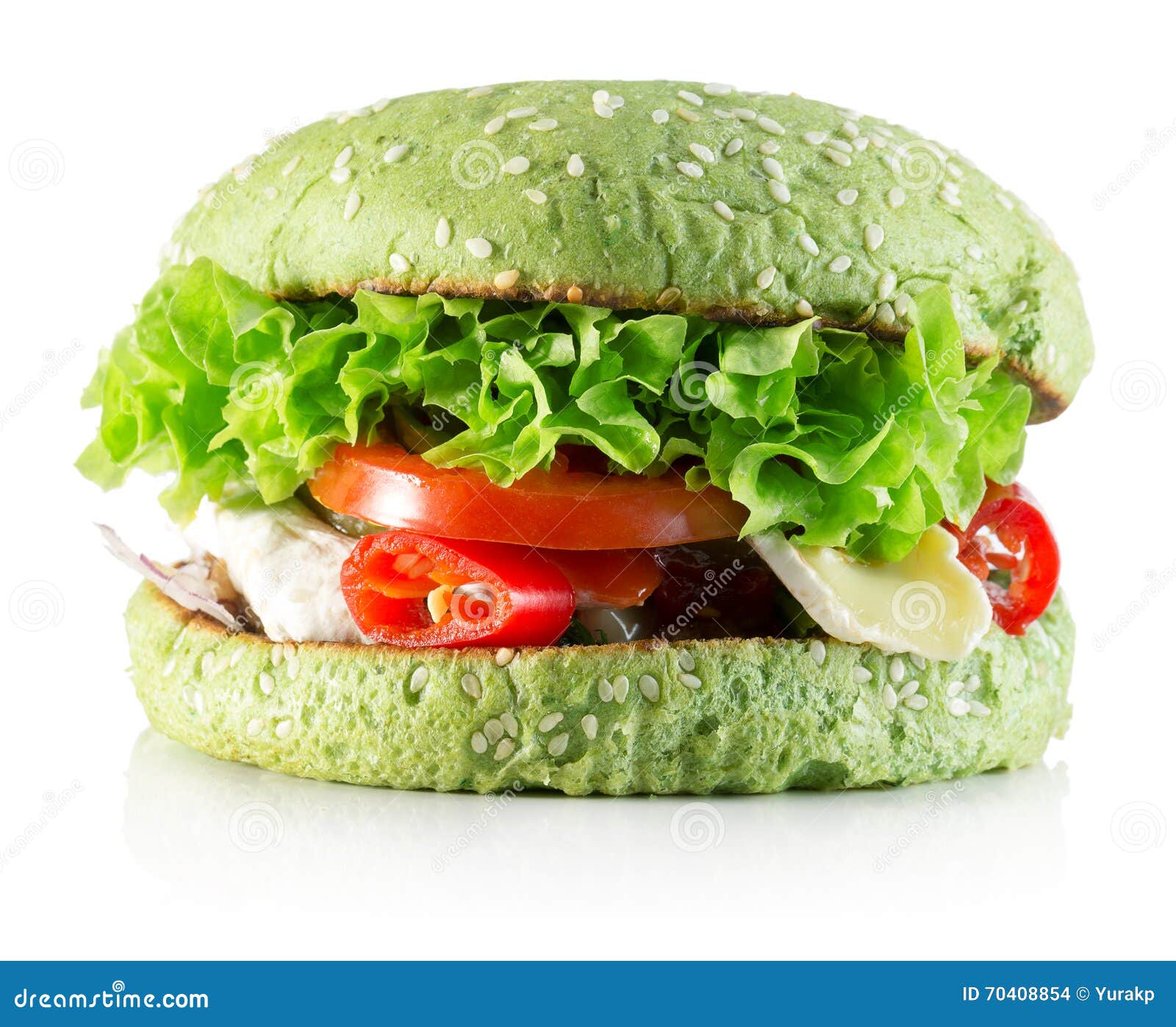 Big Green Hamburger Isolated on the White Background Stock Photo ...