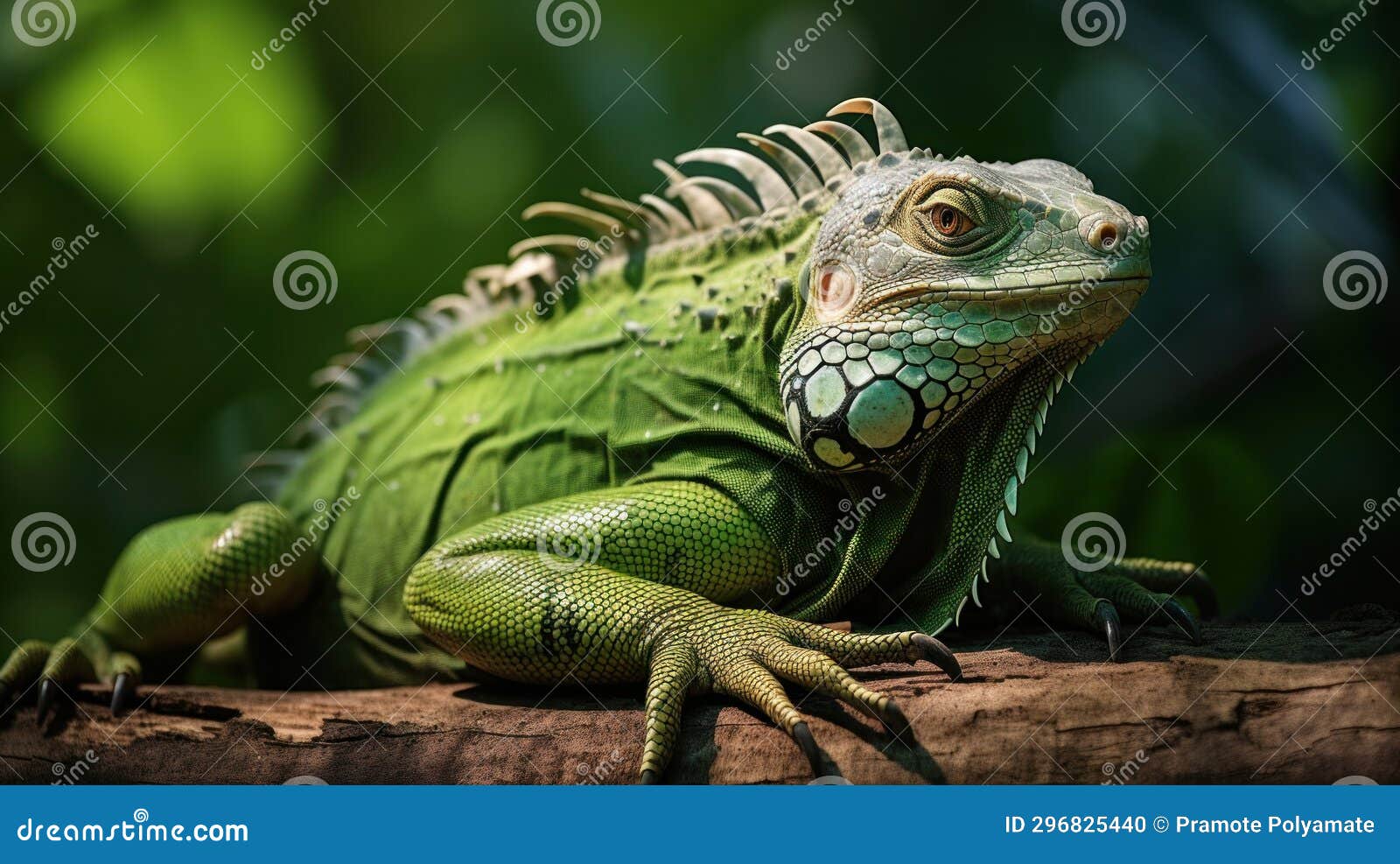 A Big Green Iguana Lizard in Nature Stock Illustration - Illustration ...