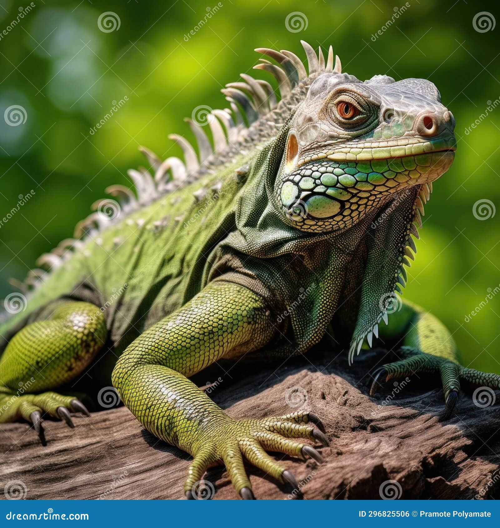 A Big Green Iguana Lizard in Nature Stock Illustration - Illustration ...