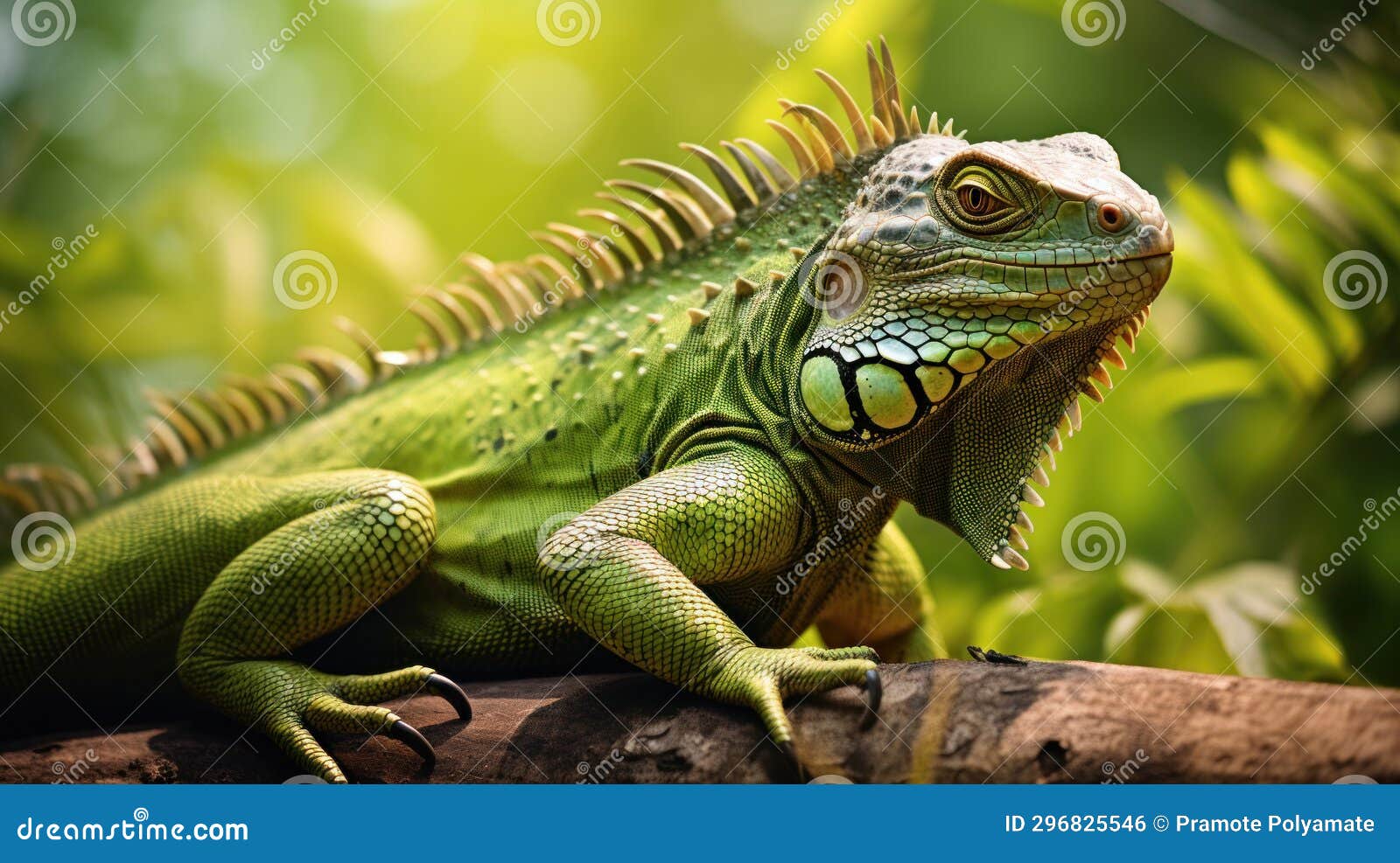 A Big Green Iguana Lizard in Nature Stock Photo - Image of closeup ...