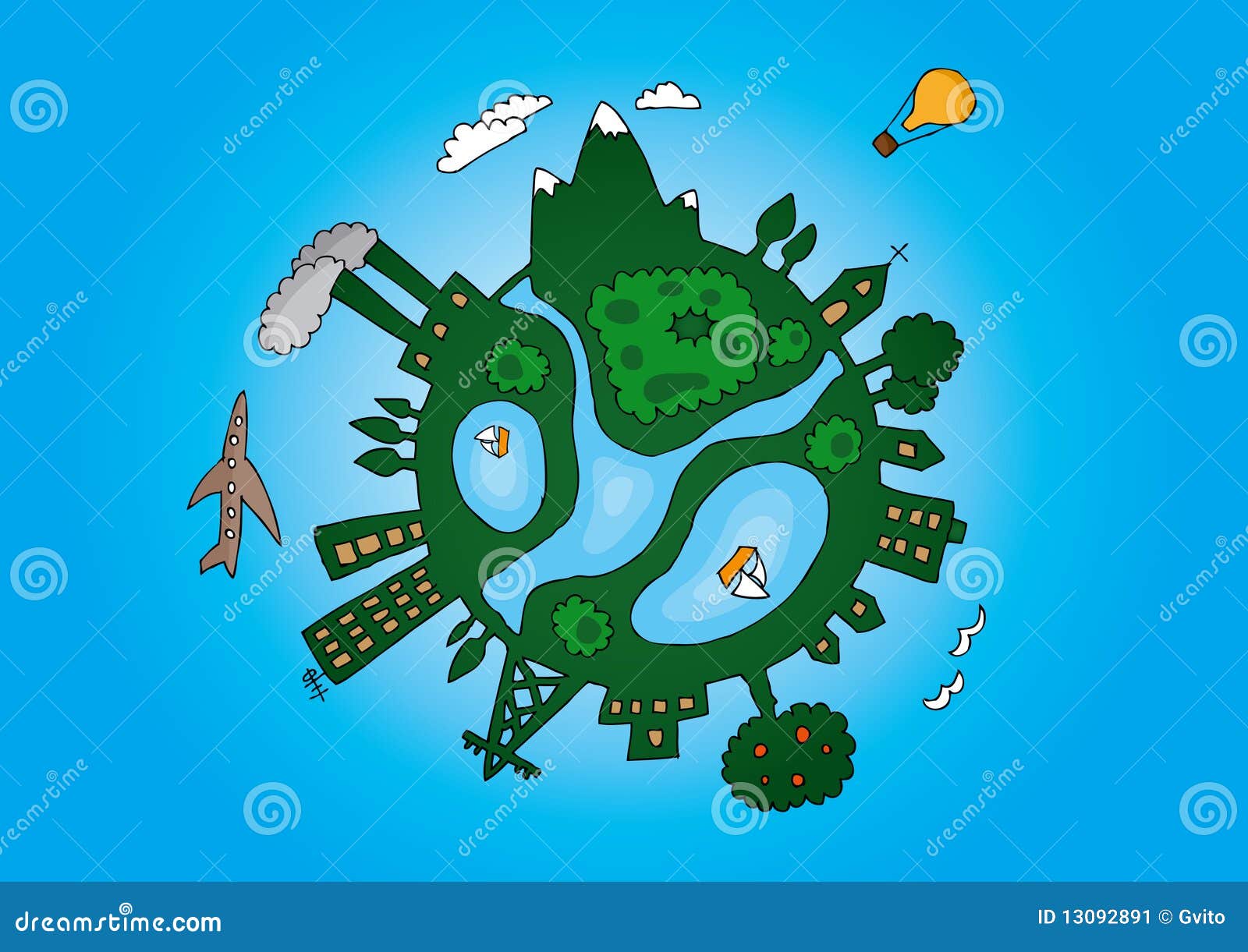 Big Green Planet Cartoon Vector | CartoonDealer.com #13092891