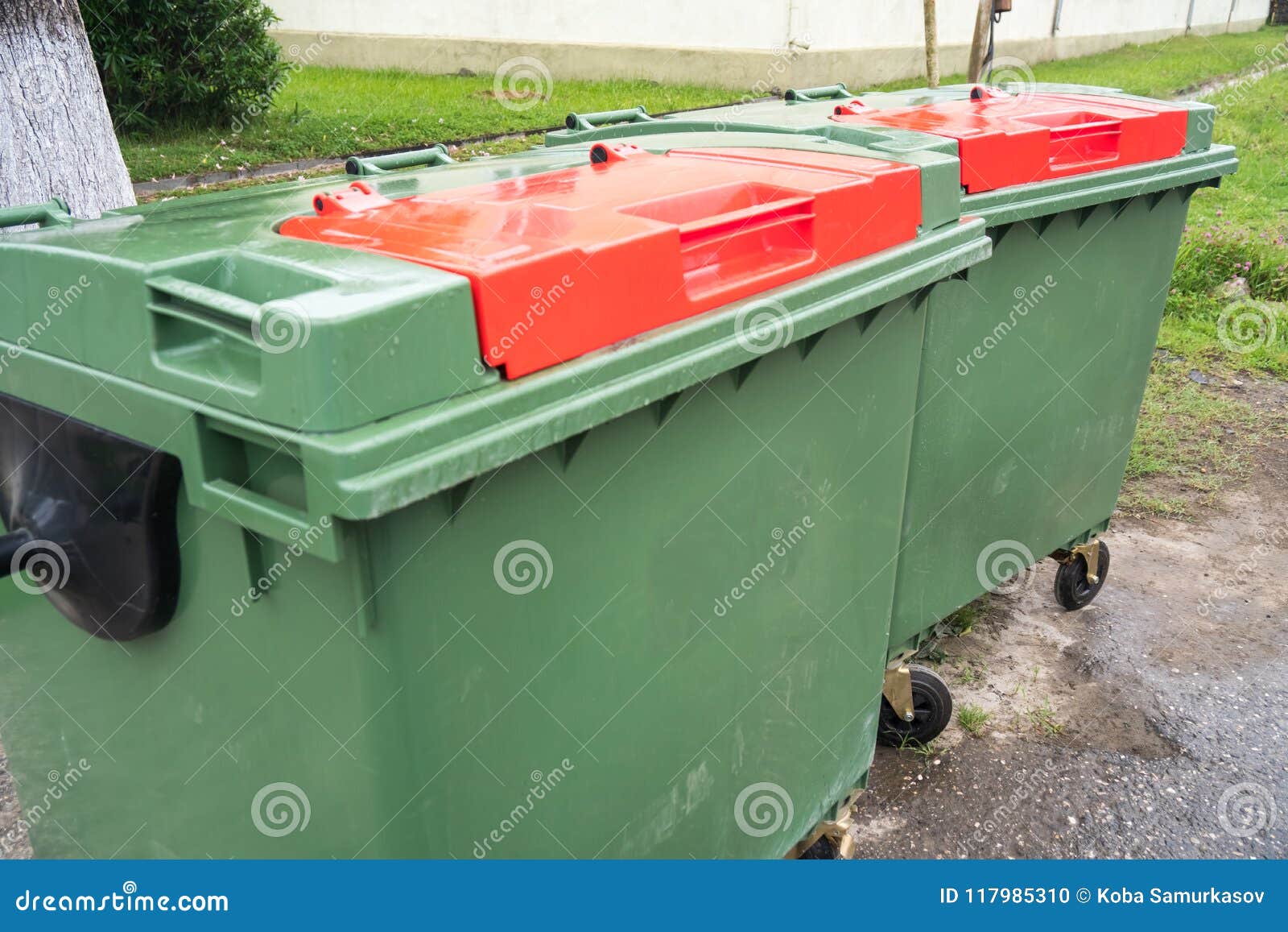 Big Green Recycling Containers on the Street Stock Photo - Image of ...