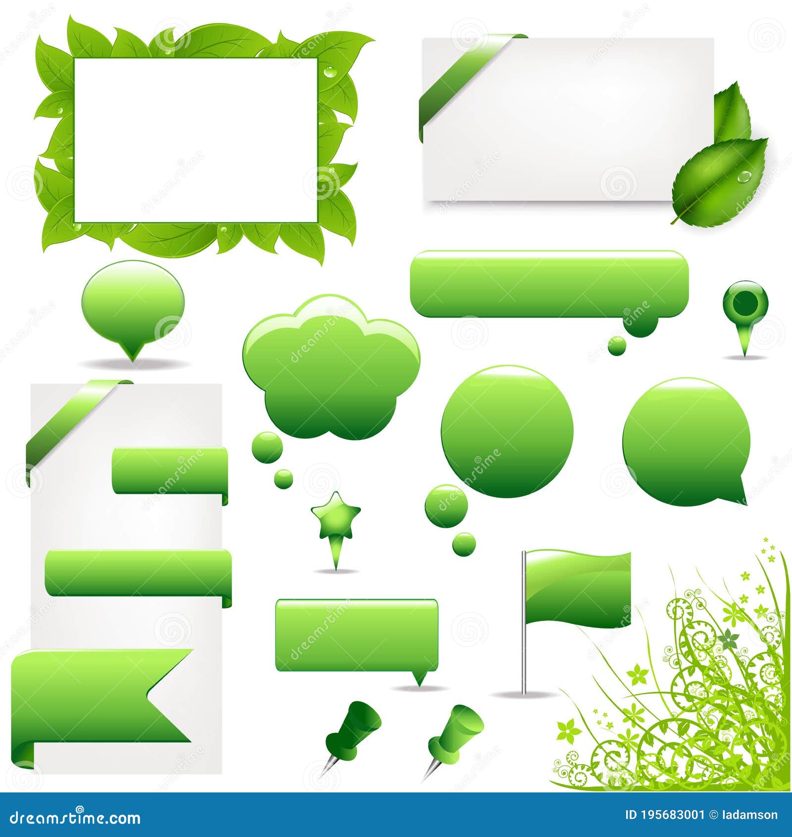 Big Green Set stock vector. Illustration of economy - 195683001