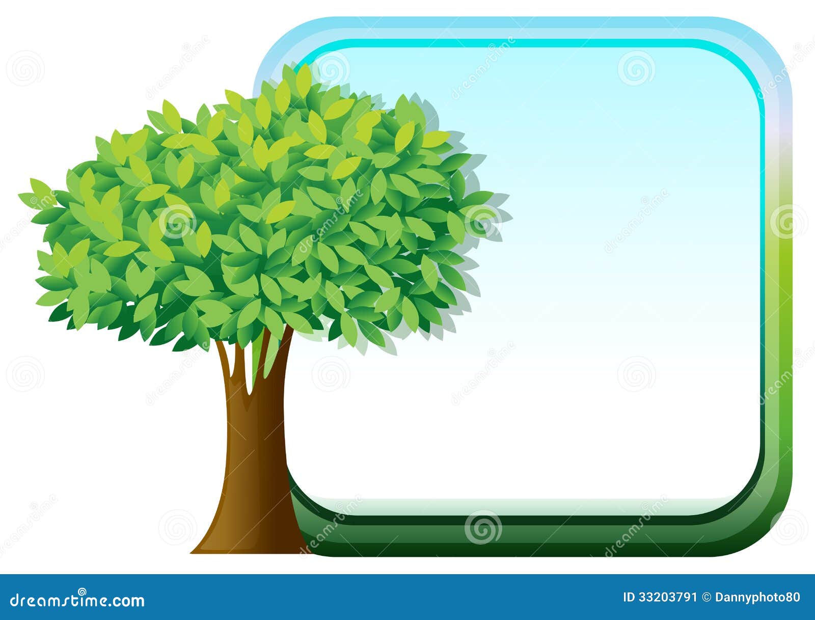 A Big Green Tree beside an Empty Template Stock Vector - Illustration ...