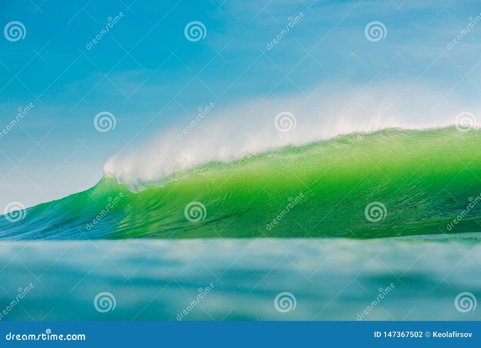 Big Green Wave in Ocean. Breaking Wave Stock Photo - Image of shore ...