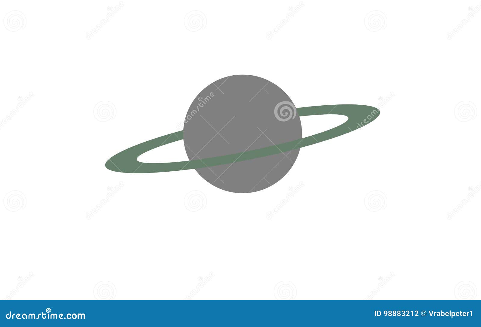 Big Grey Planet with a Green Ring Stock Vector - Illustration of ...