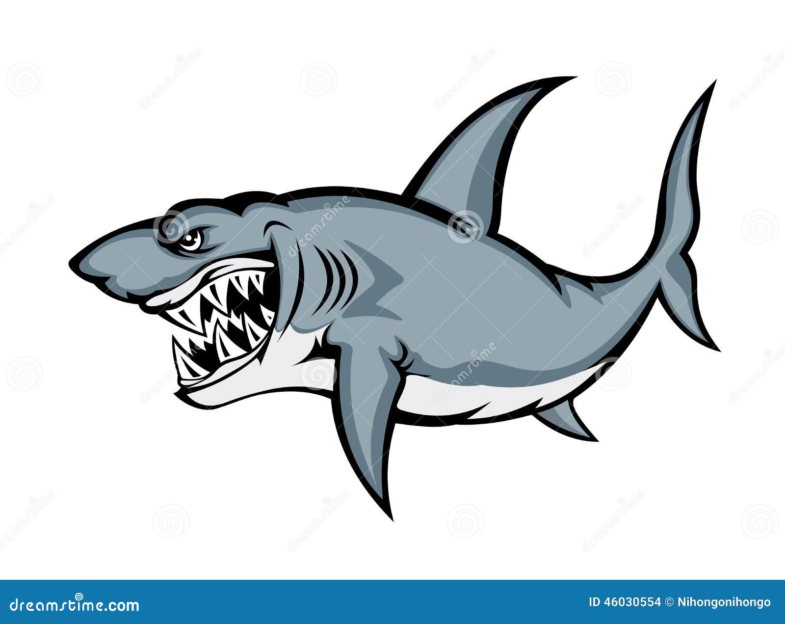 Big grey shark stock vector. Illustration of creature - 46030554
