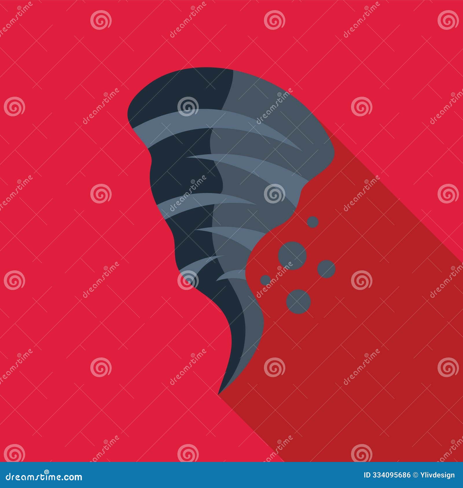 Big Grey Tornado Rotating with Debris Flying Around on Red Background ...