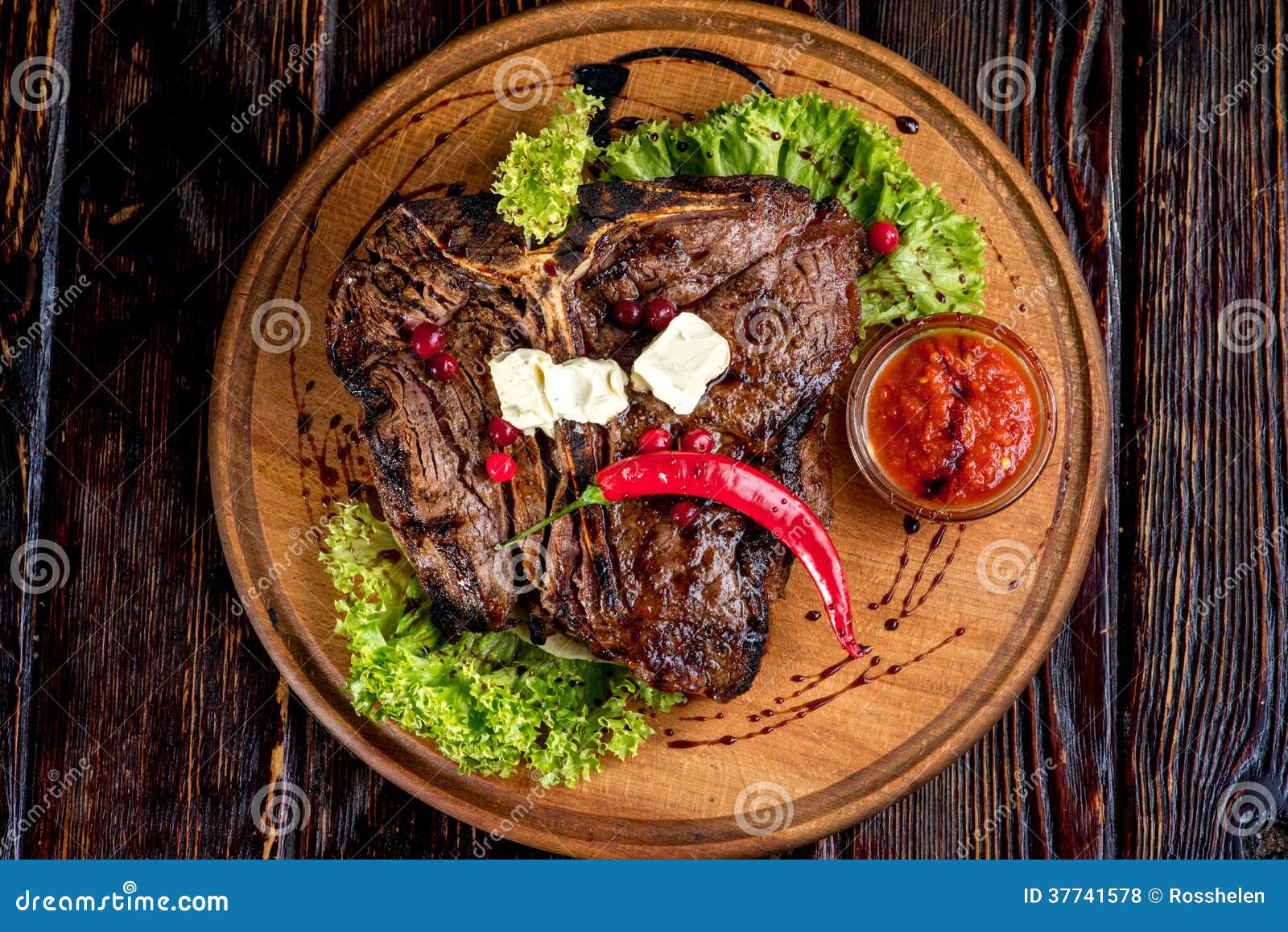 A big grilled steak stock photo. Image of green, meat - 37741578