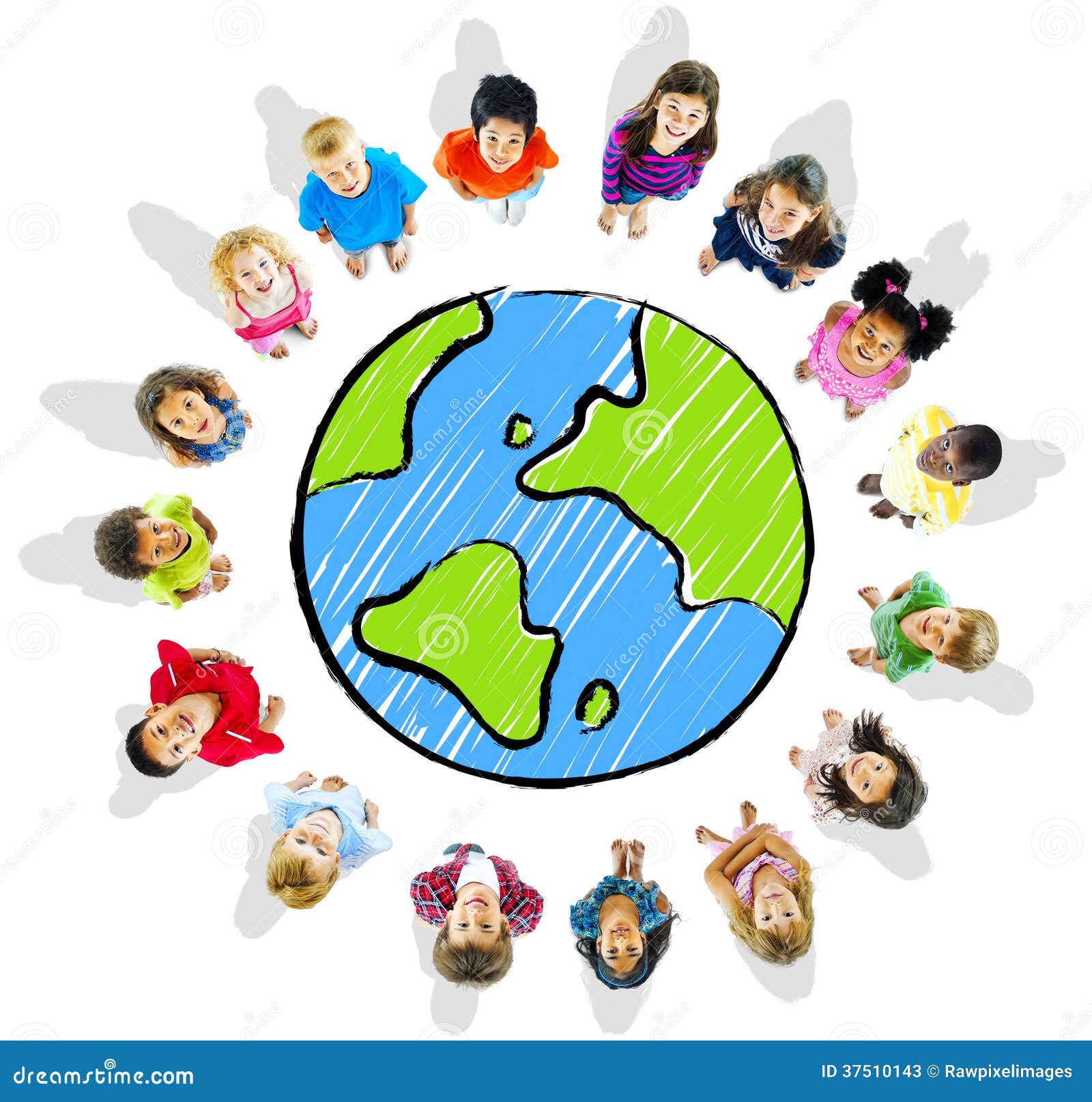Big Group of Diverse Kids Around the Globe Stock Image - Image of earth ...