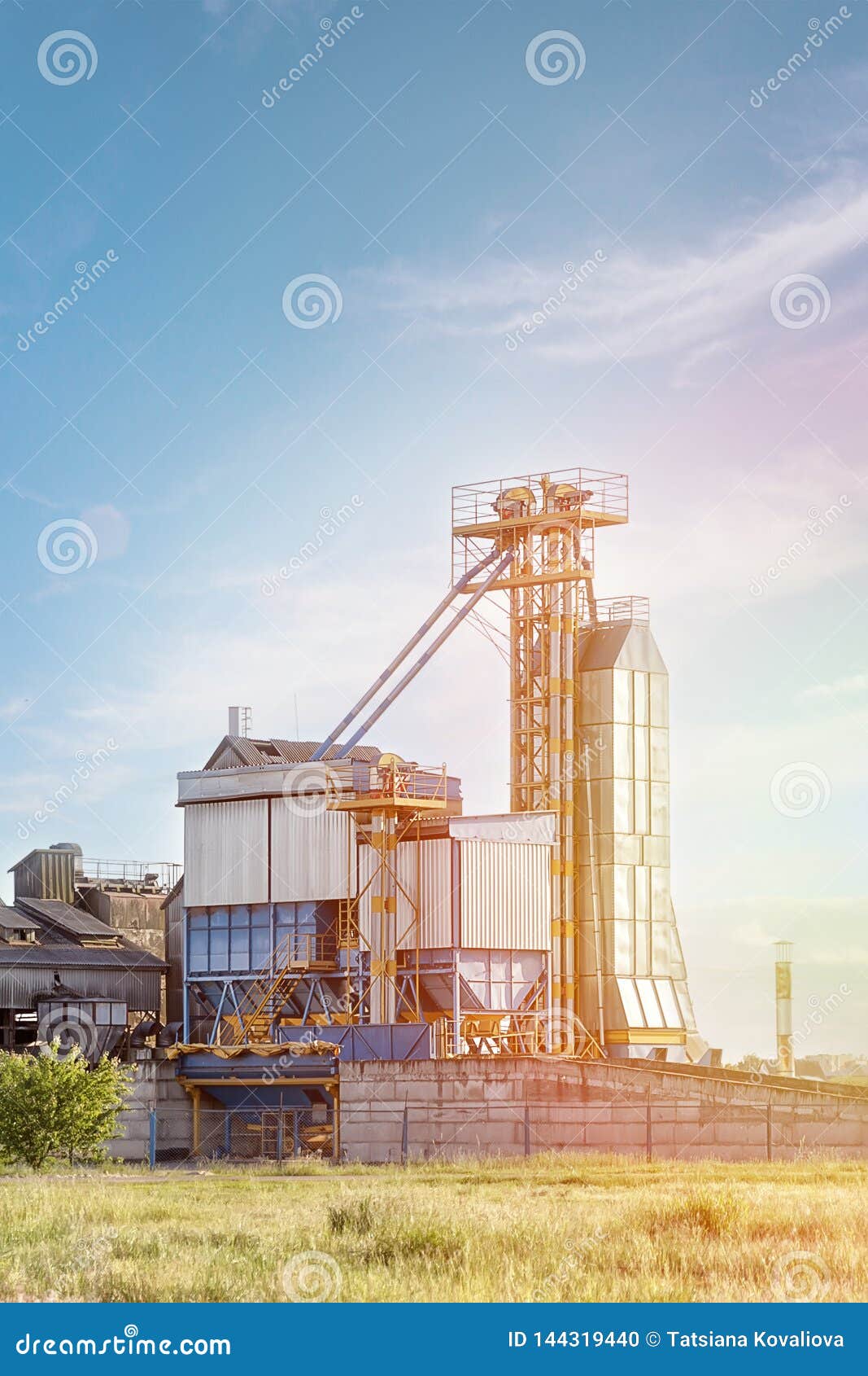 Big Group of Grain Dryers Complex for Drying Wheat. Modern Grain Silo ...