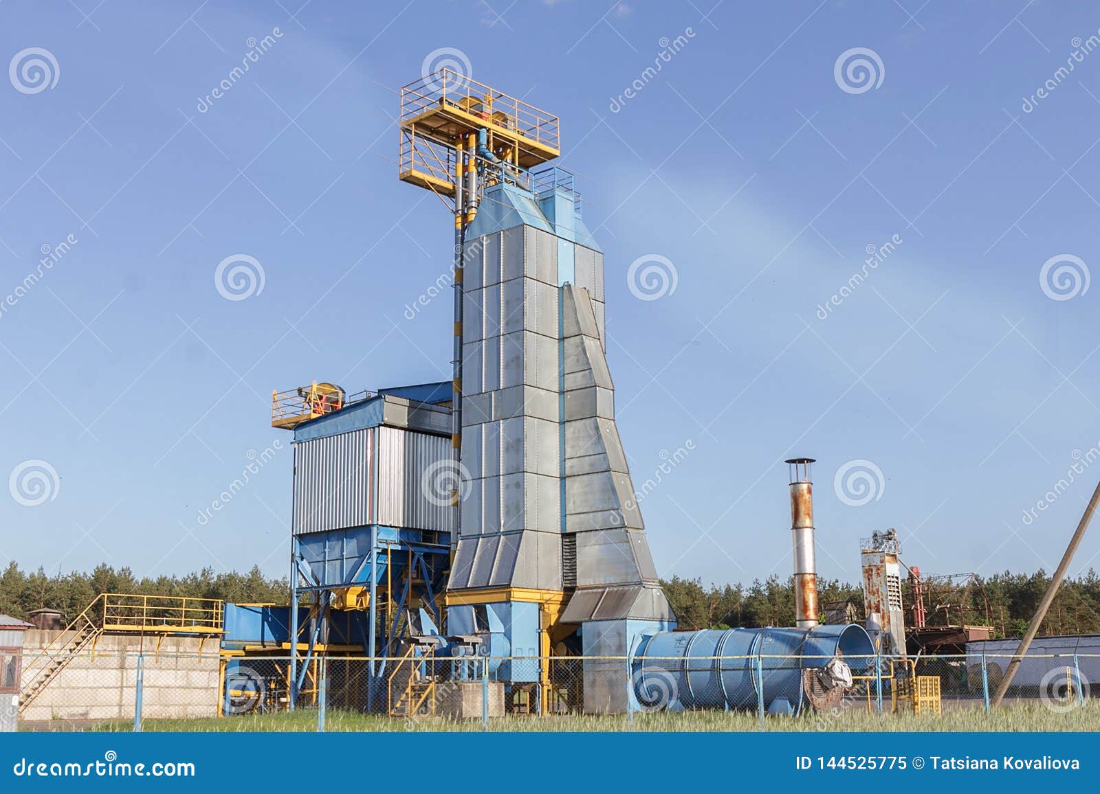 Big Group of Grain Dryers Complex for Drying Wheat. Modern Grain Silo ...
