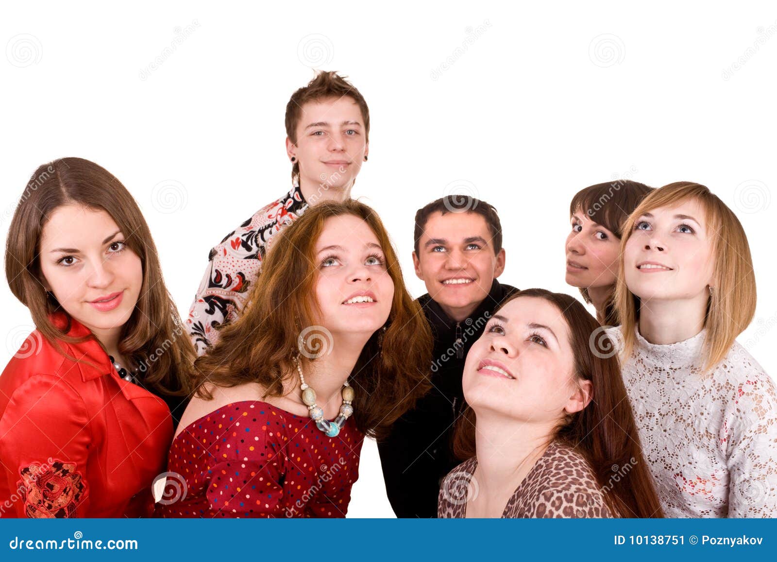 Big Group of People Looking Up. Stock Image - Image of female, party ...