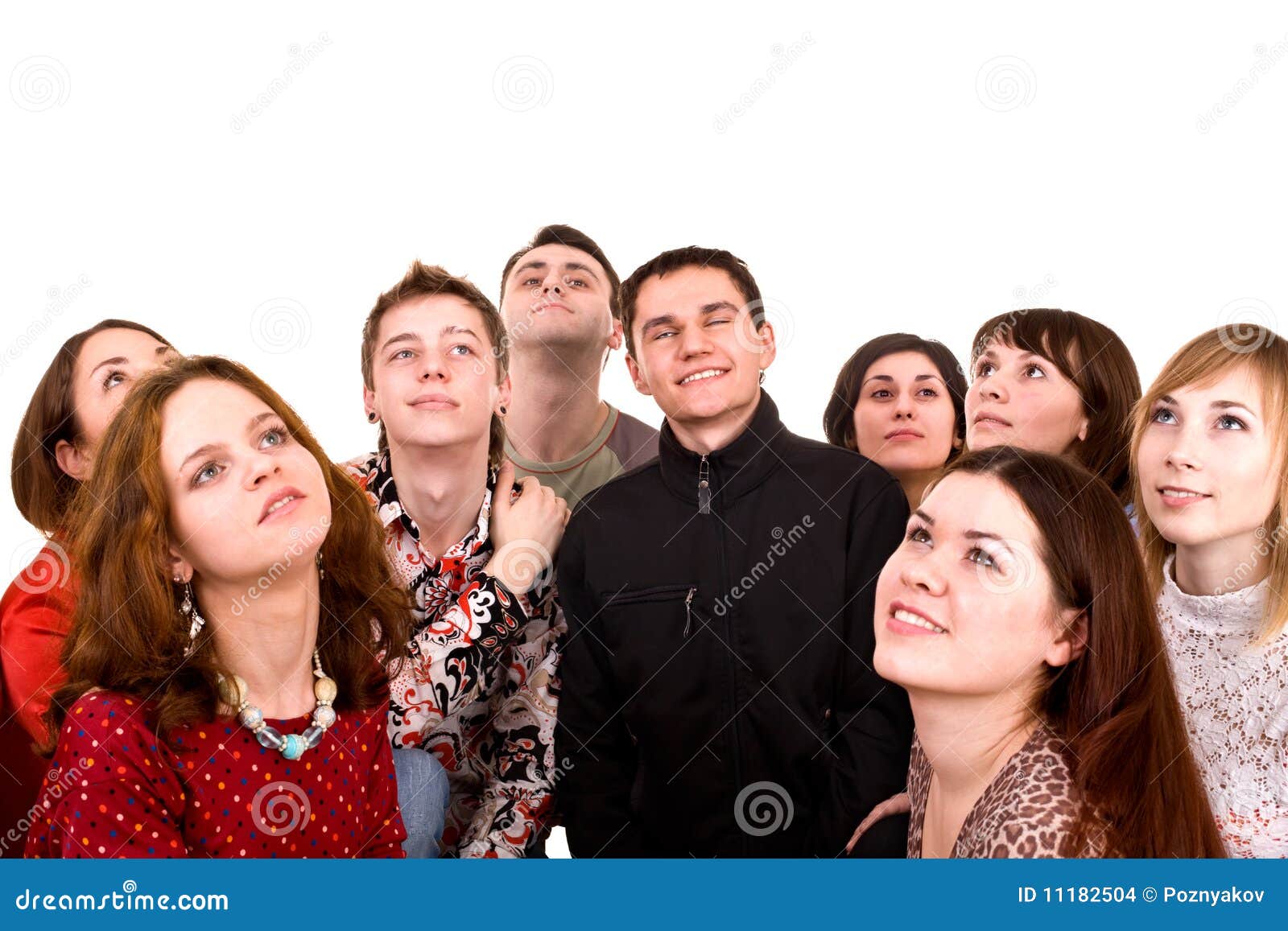 Big Group of People Looking Up. Stock Photo - Image of beauty, blue ...