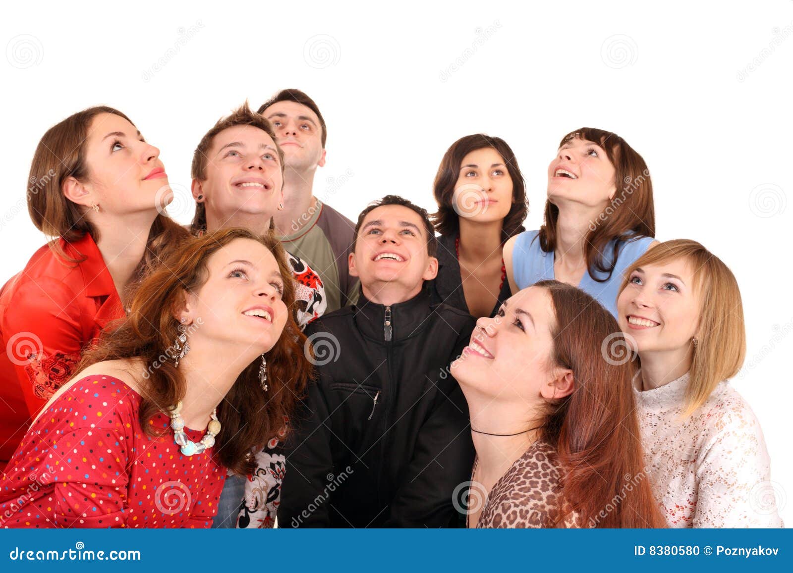 Big Group of People Looking Up. Stock Photo - Image of party, isolated ...