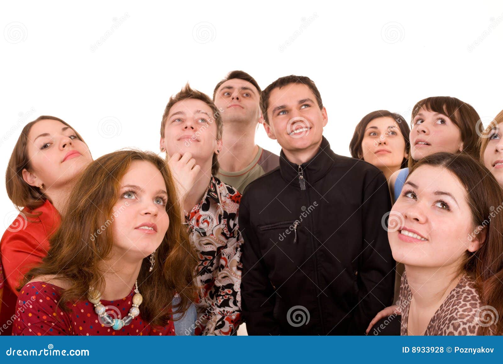 Big Group of People Looking Up. Stock Photo - Image of cute, lady: 8933928