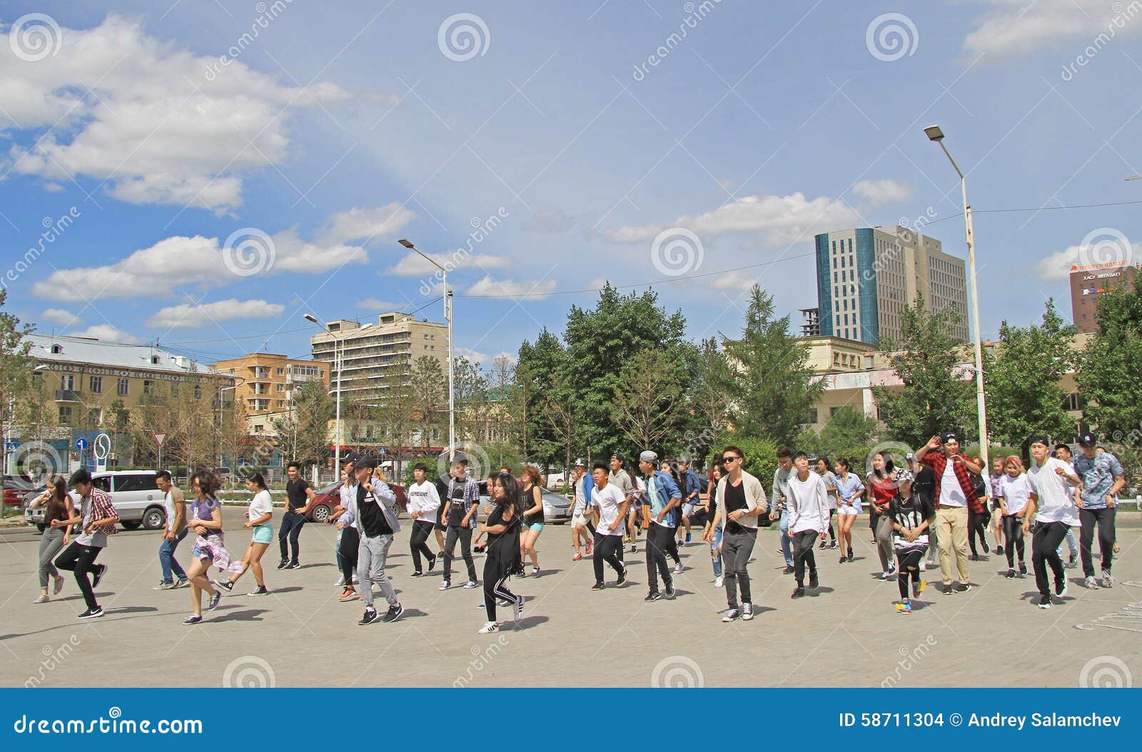Big Group of People is Repeating Common Dance on Editorial Stock Image ...