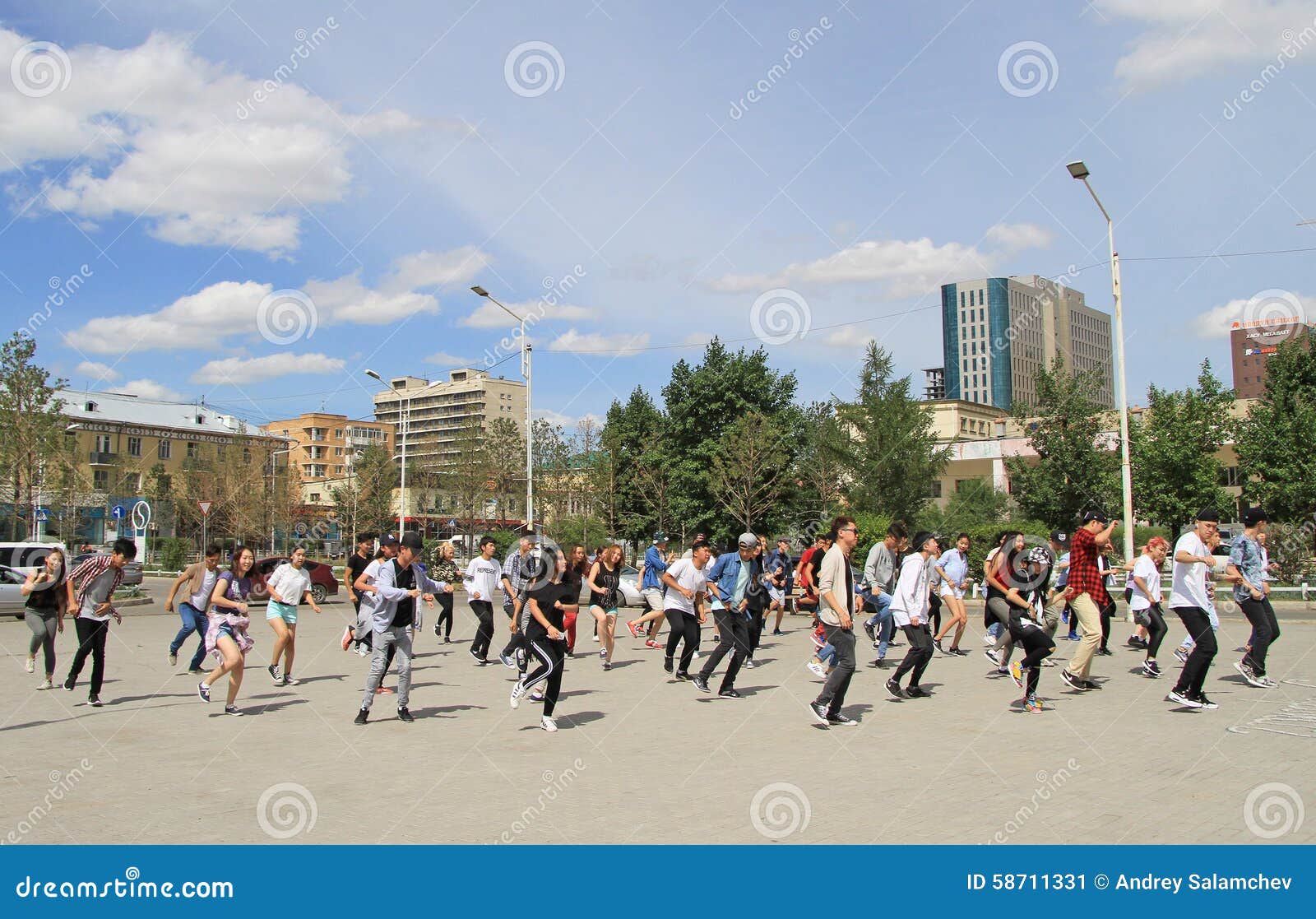 Big Group of People is Repeating Common Dance on Editorial Photo ...