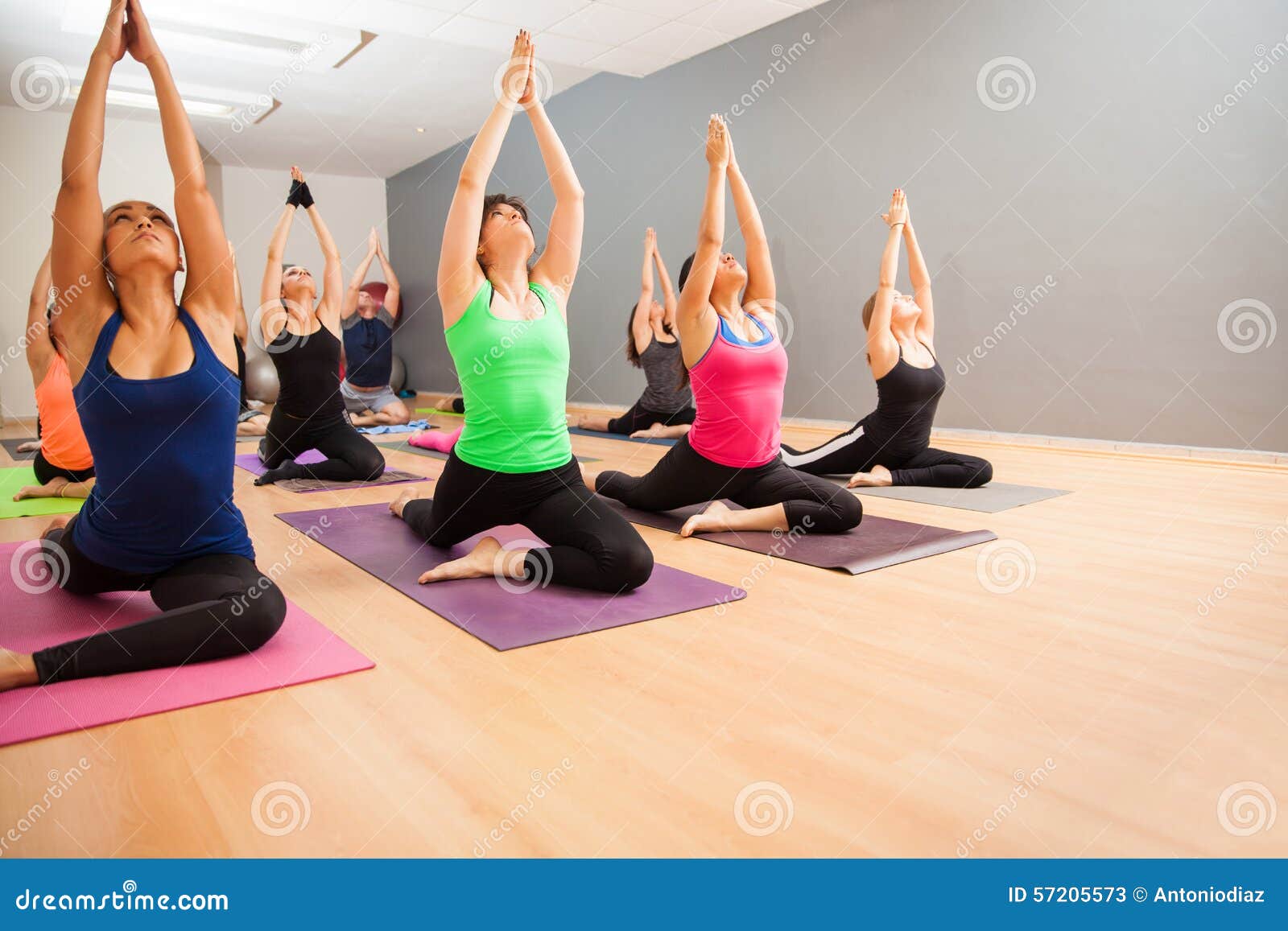 Big Group of People in a Yoga Studio Stock Image - Image of club ...