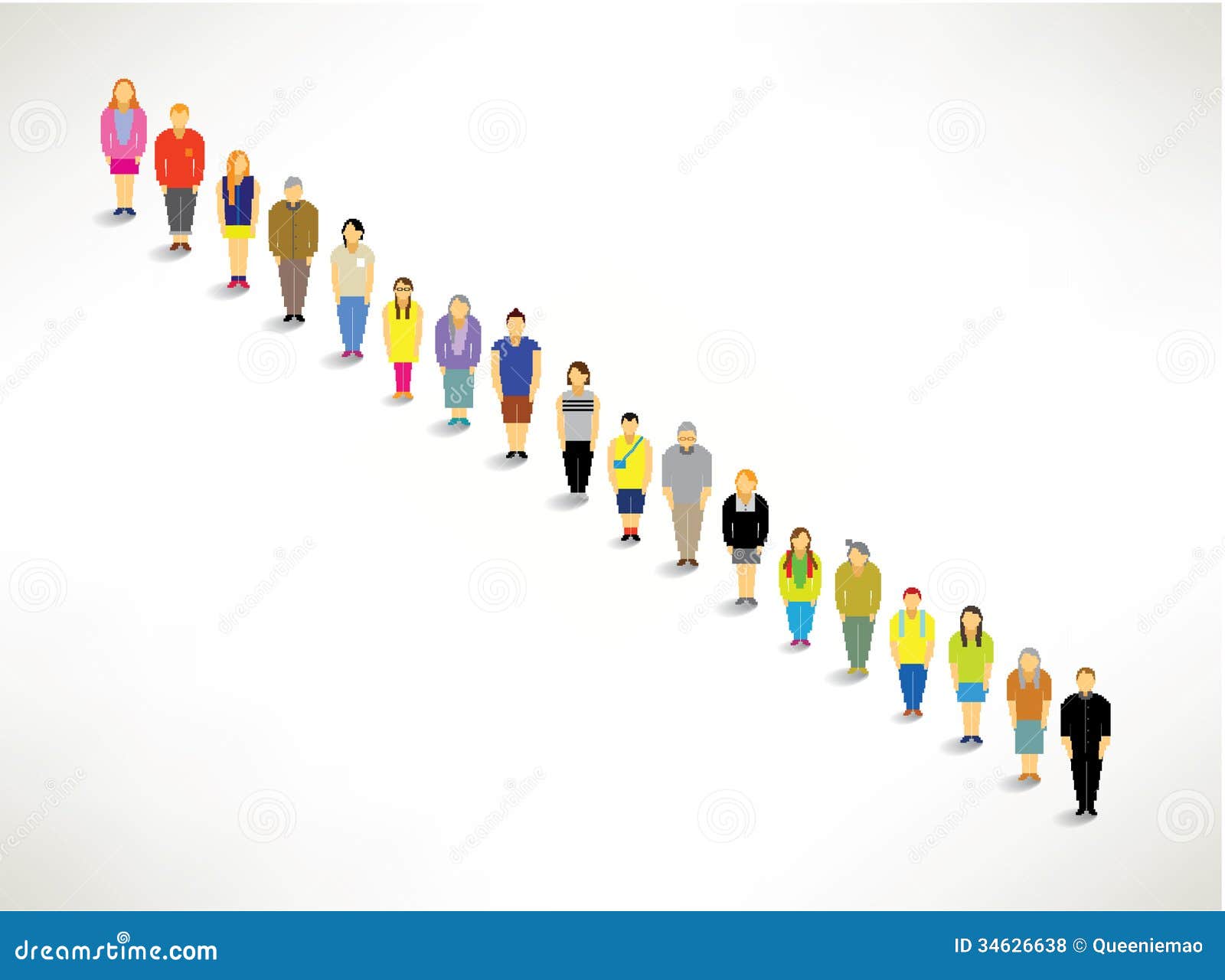 A Big Group of Queuing Up Together Stock Vector - Illustration of queue ...