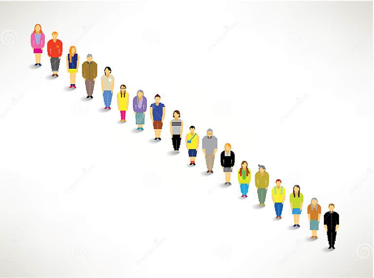 A Big Group of Queuing Up Together Stock Vector - Illustration of queue ...